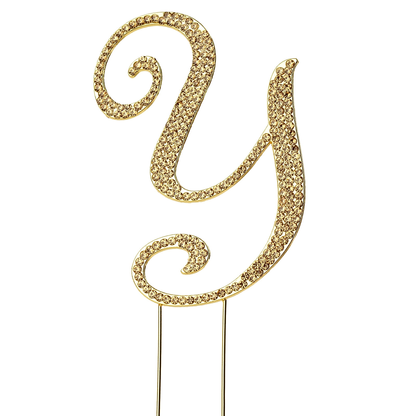 BalsaCircle Letter Y Cake Topper 4.5" Gold Rhinestone Personalized ...