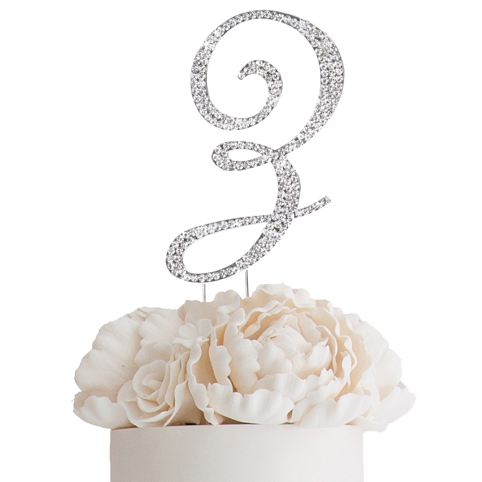 BalsaCircle Letter Z Cake Topper 4.5" Silver Rhinestone Personalized ...