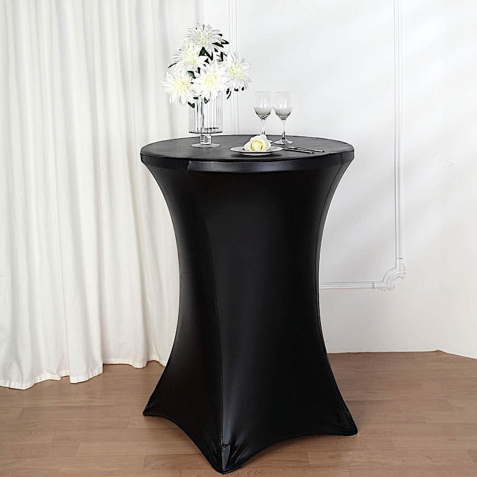 BalsaCircle Metallic Black Premium Cocktail Table Cover Fitted Spandex ...