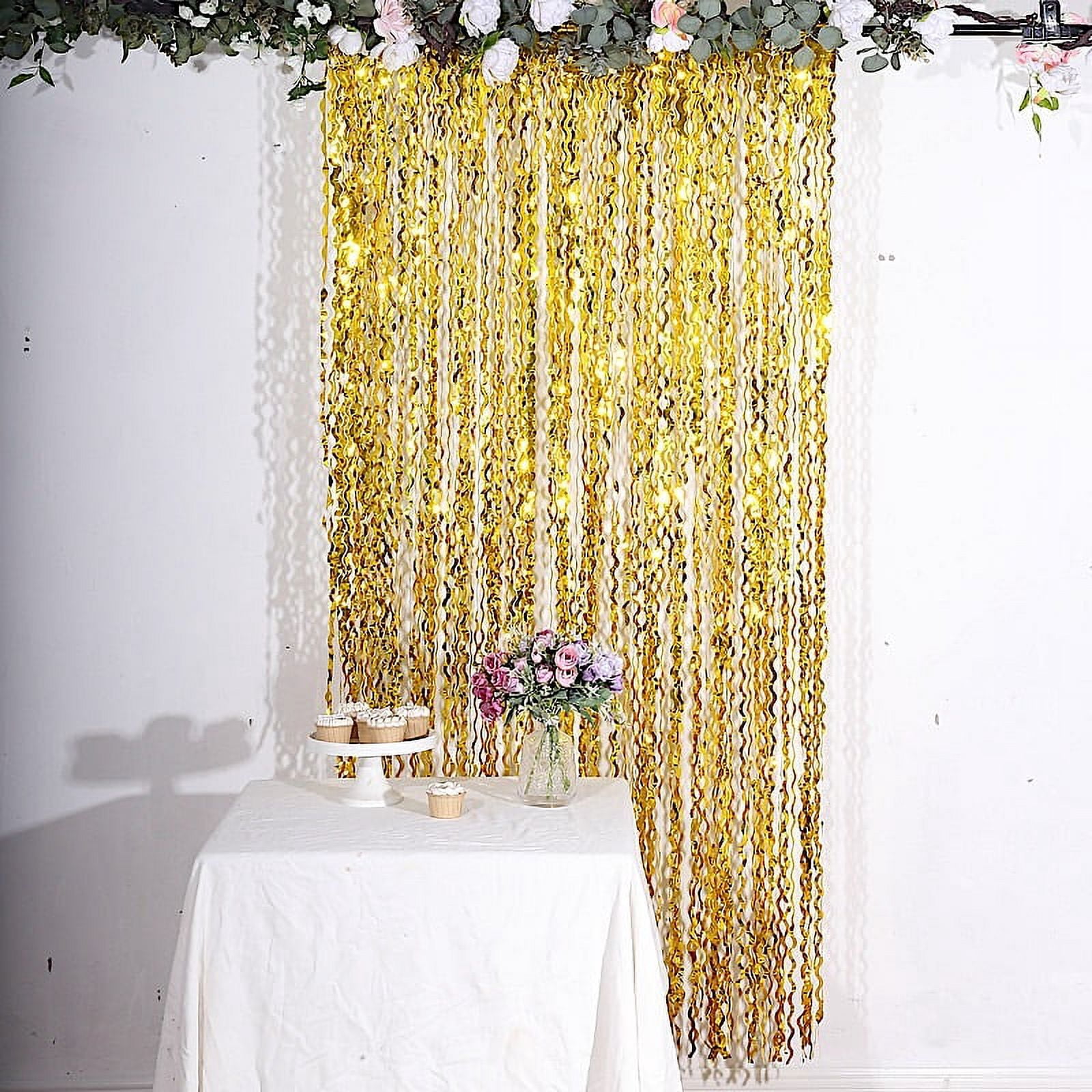 BalsaCircle Metallic Gold 3x6 feet Curly Foil Tassels Fringe Backdrop ...
