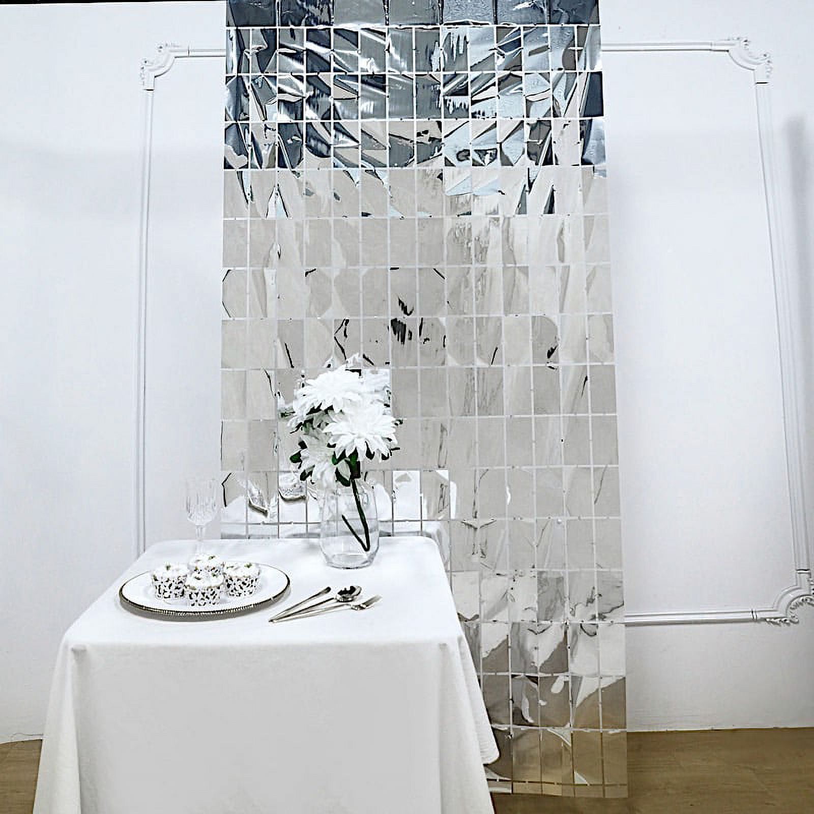 BalsaCircle Metallic Silver Rectangle 6 feet Foil Tassels Fringe ...