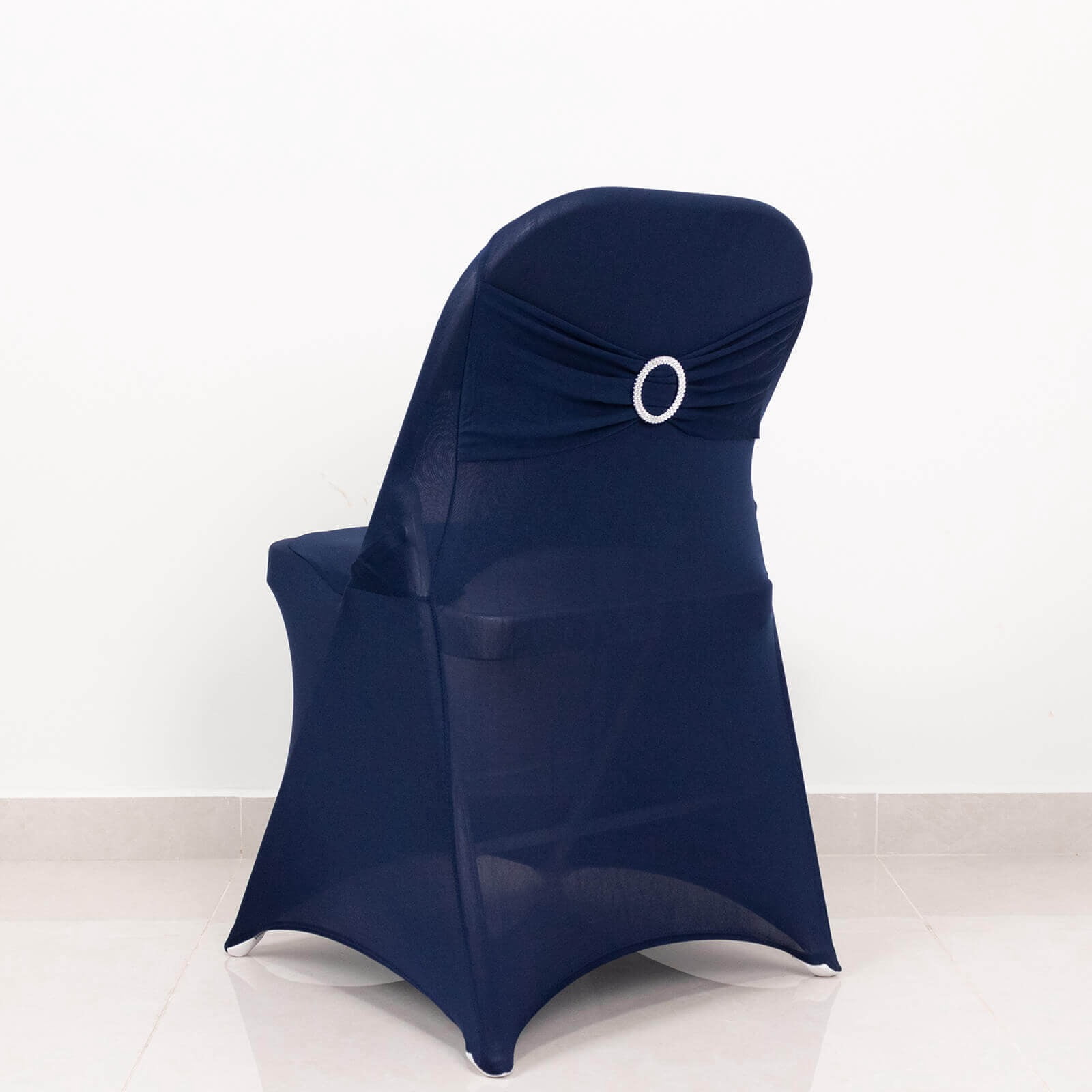 BalsaCircle Navy Blue Spandex Stretchable Folding Chair Cover Silver ...