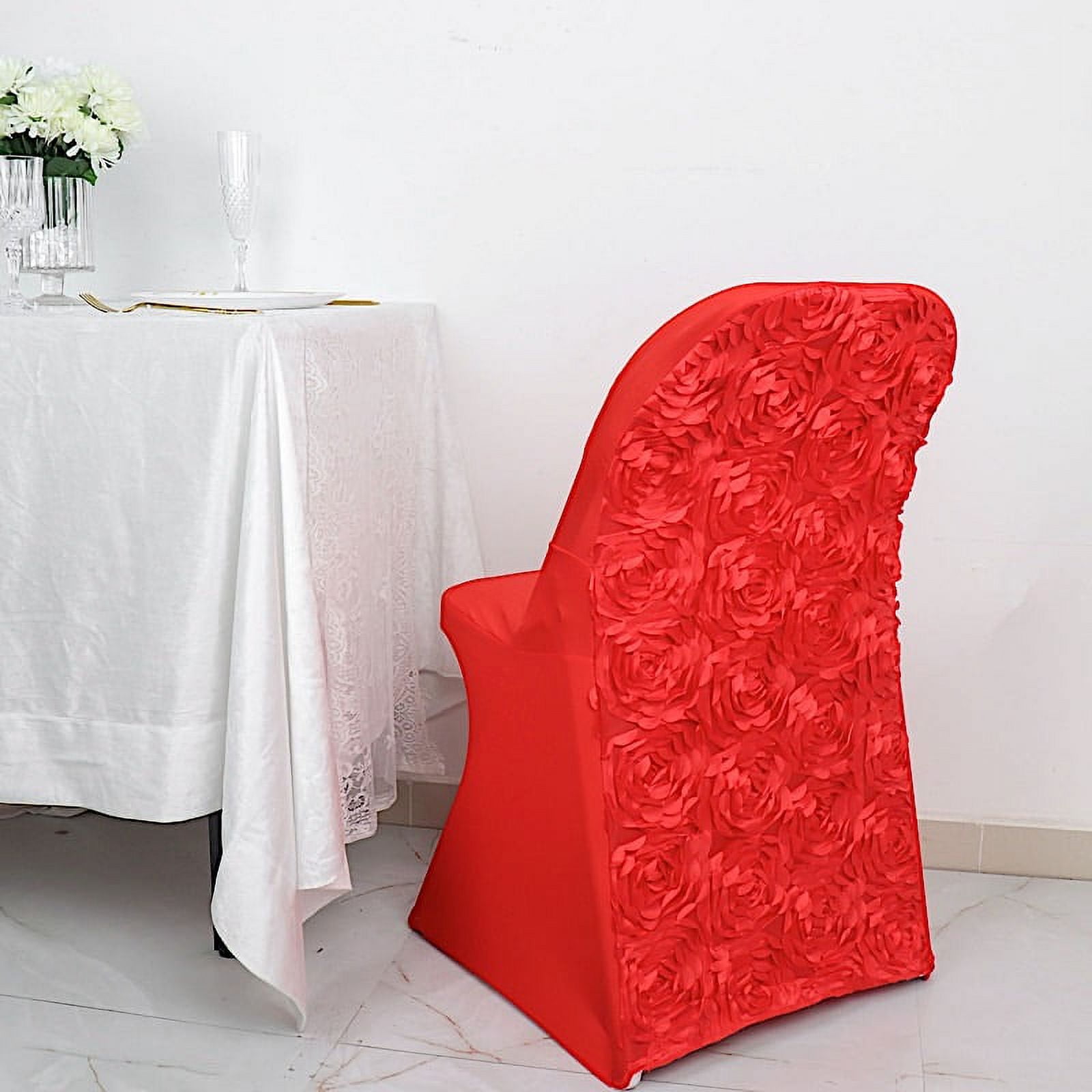 Balsa Circle Red Satin Rosette Back Spandex Stretchable Fitted Folding ...