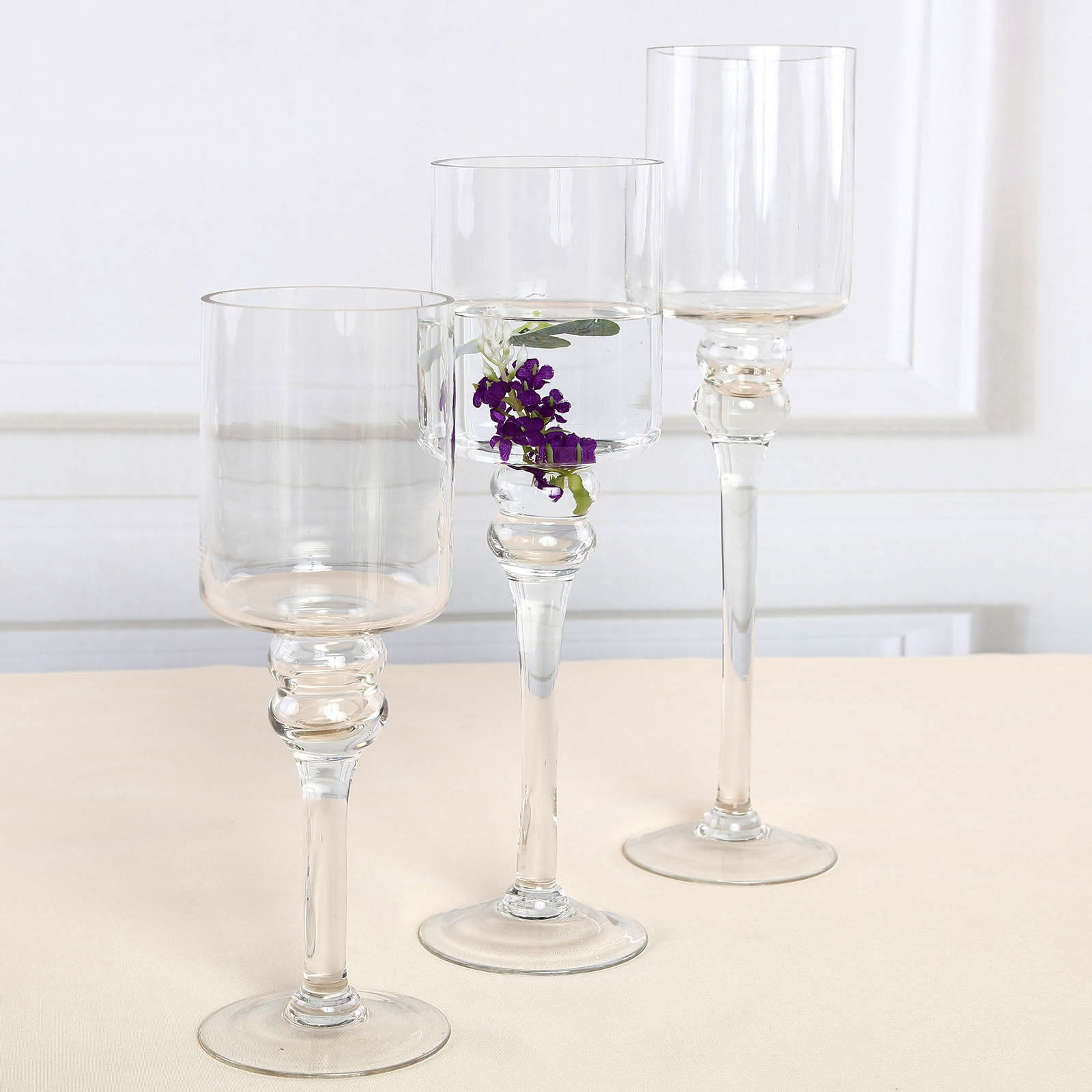 BalsaCircle Set 3 Clear Raised Cylinder Glass Vases Centerpieces Candle ...