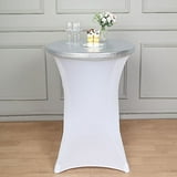 BalsaCircle Silver Round Fitted Metallic Spandex Cocktail Table Top ...