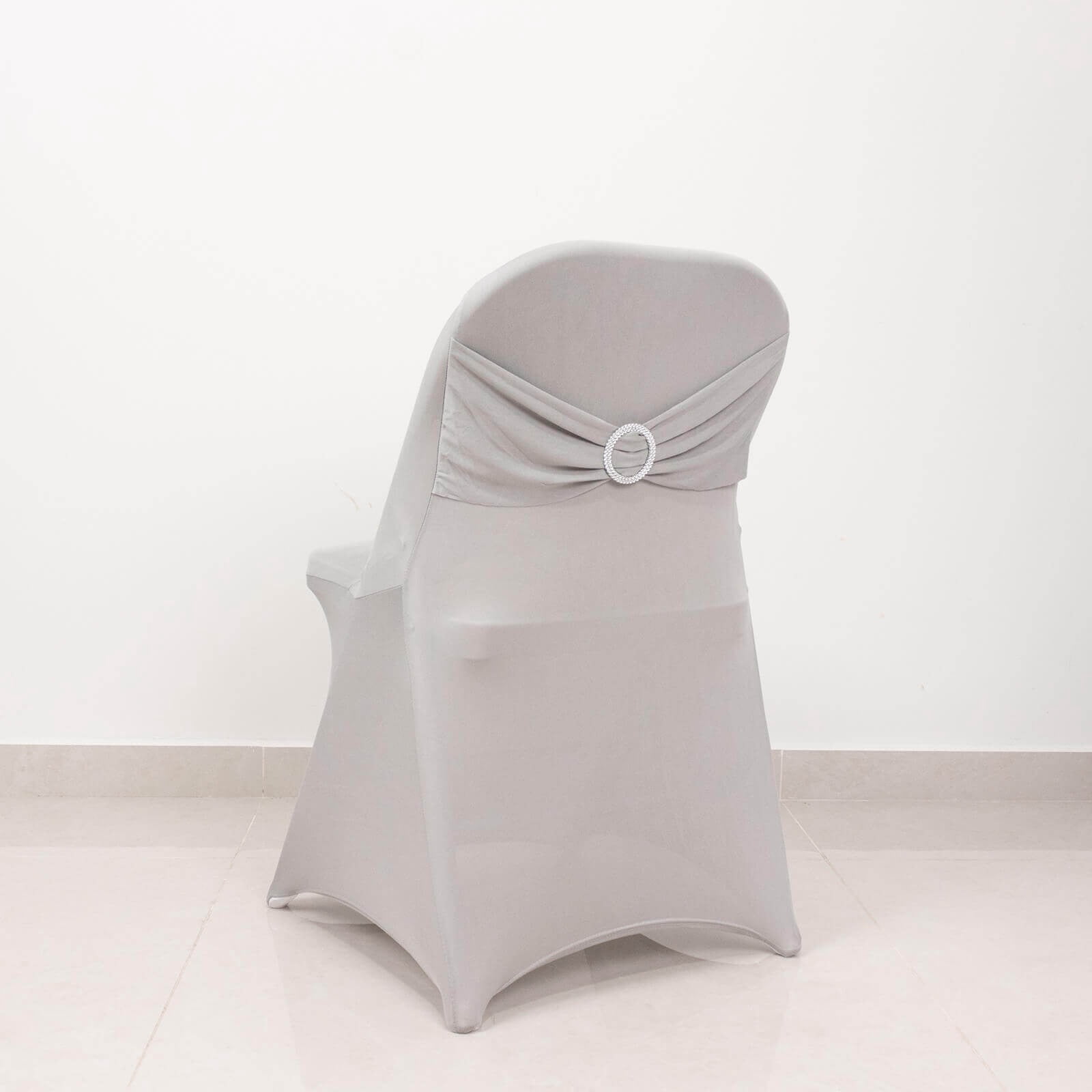 BalsaCircle Silver Spandex Stretchable Folding Chair Cover Silver ...