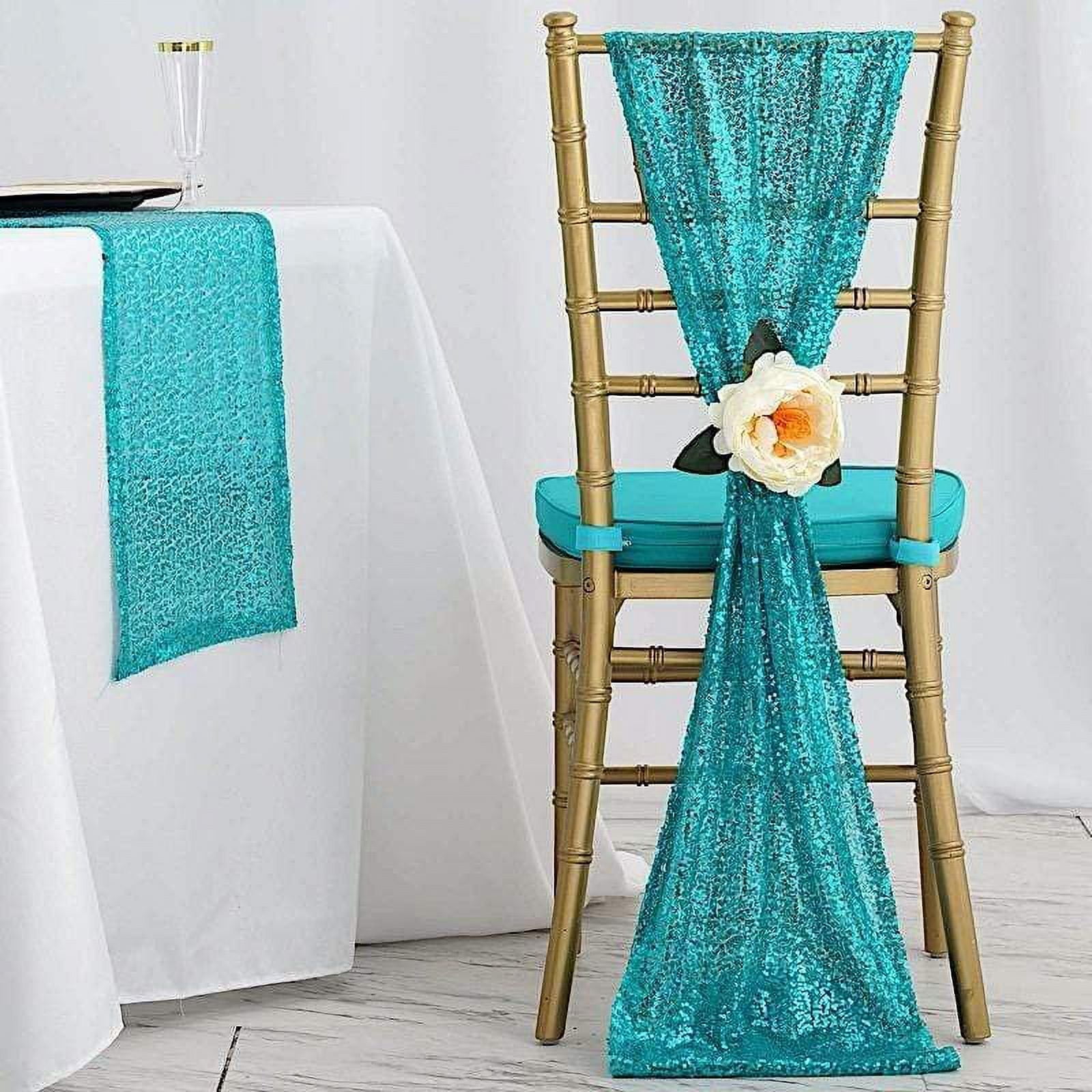 BalsaCircle Turquoise Extra Sequin Chair Sash Party Wedding Decorations ...