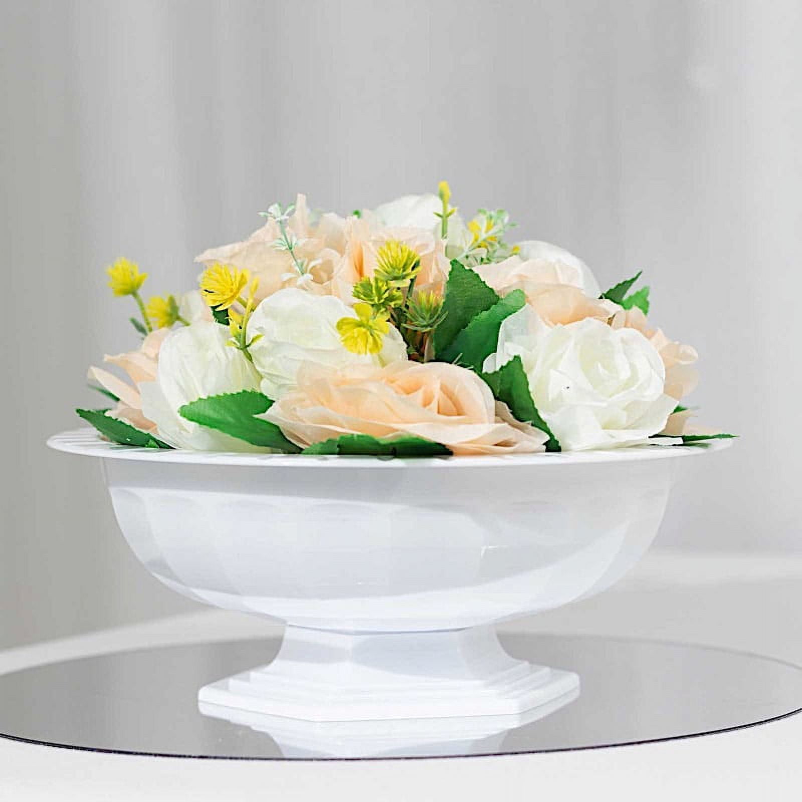 BalsaCircle White 3 Round 10 in Plastic Compote Vases Roman Style ...
