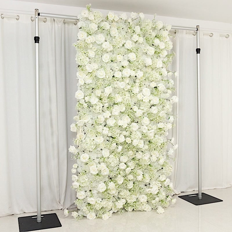 BalsaCircle White 8x4 feet Silk Roses and Baby's Breath Roll Up ...
