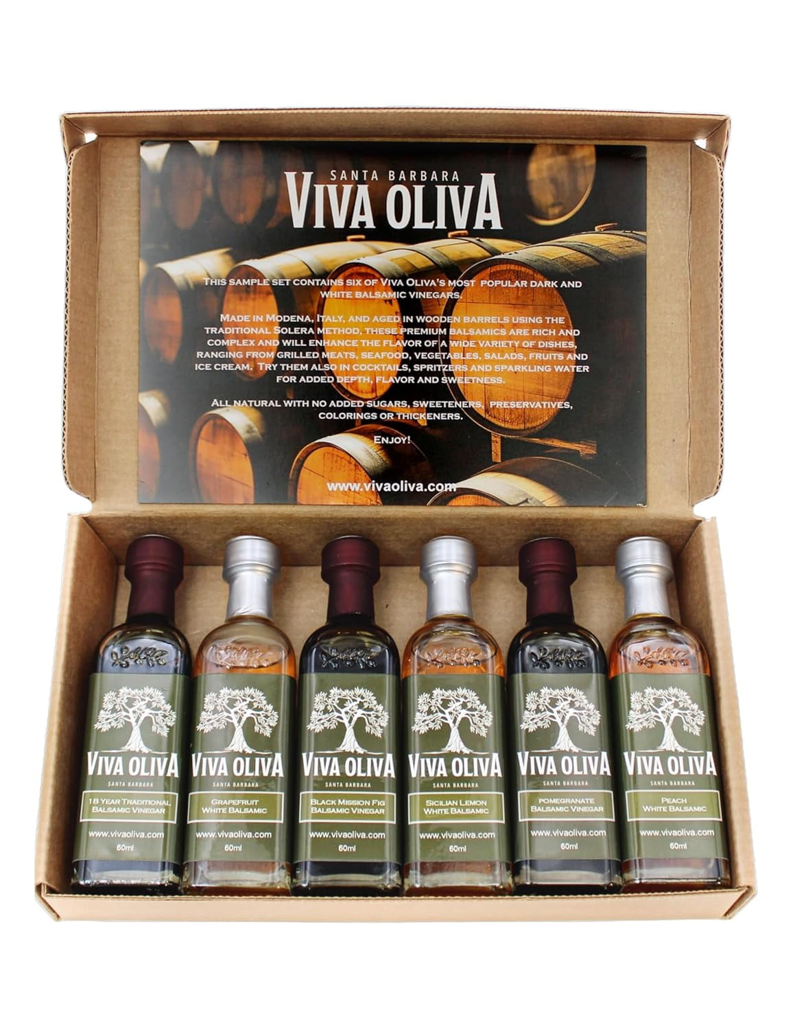Balsamic Vinegar Variety Gift Set - 6 x 60ml (2oz) - Barrel aged ...