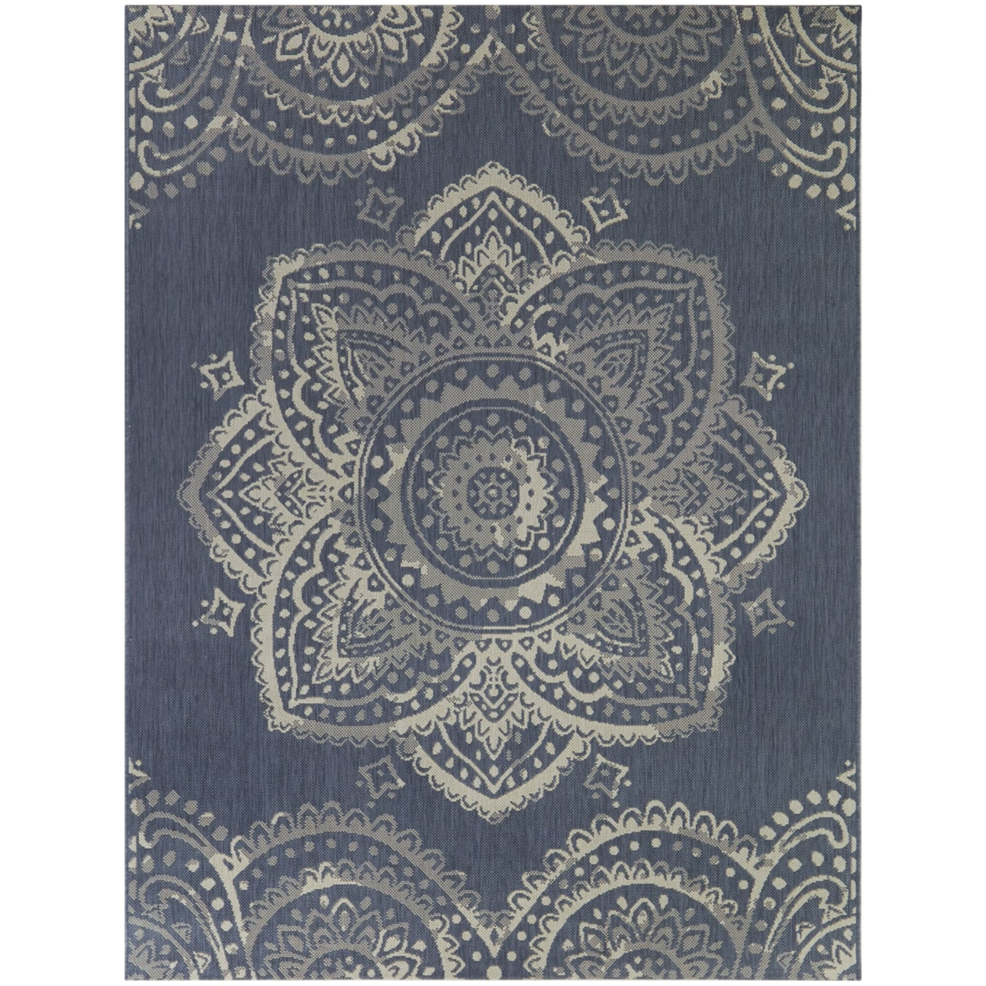 Balta Elisabet Medallion Patio Indoor/Outdoor Area Rug Blue 5'3" x 7' 5 ...