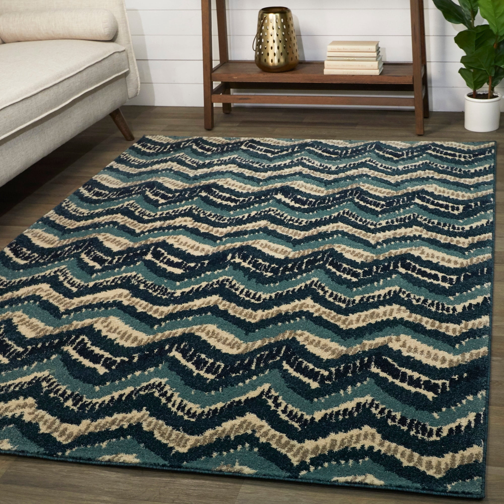 Balta Fazio Modern Chevron Area Rug Dark Blue 5'3