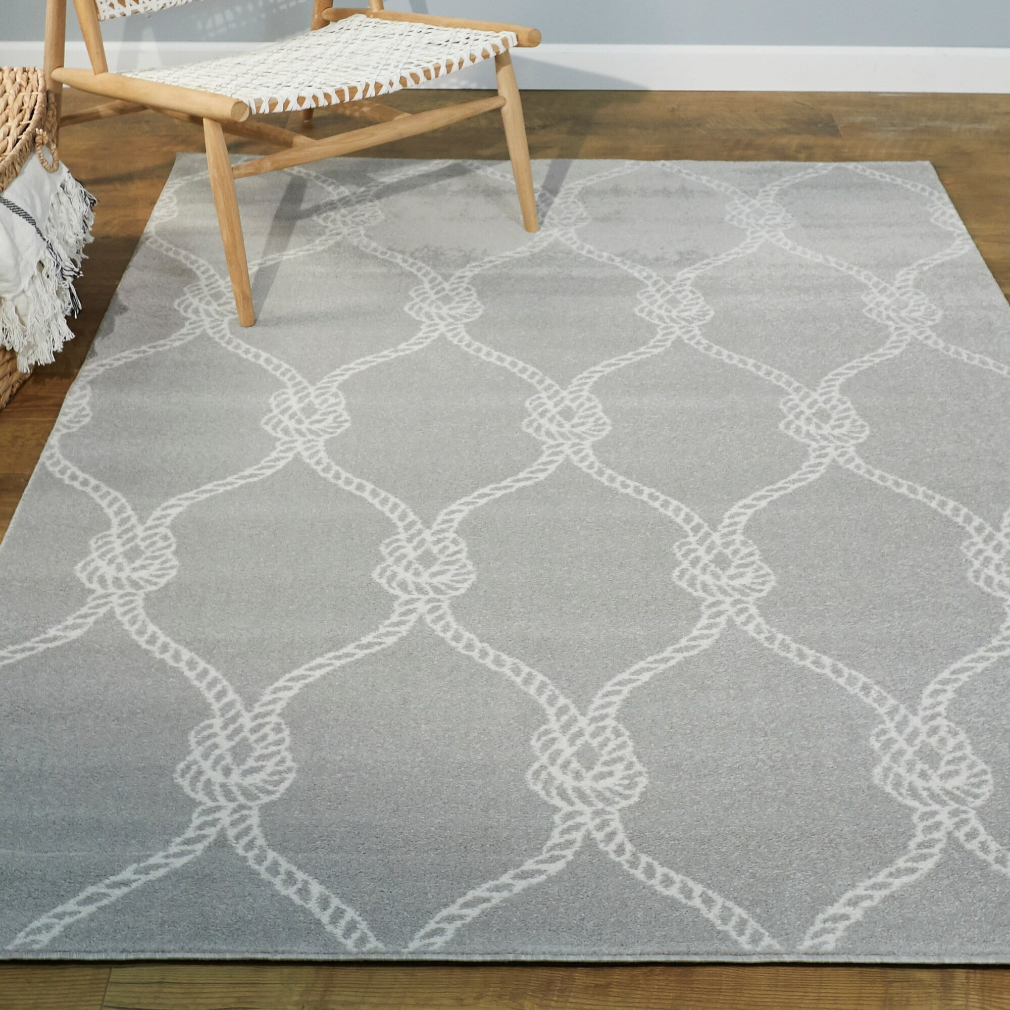 Balta Fischer Nautical Trellis Coastal Area Rug Grey 7'10" x 10' 8' x ...