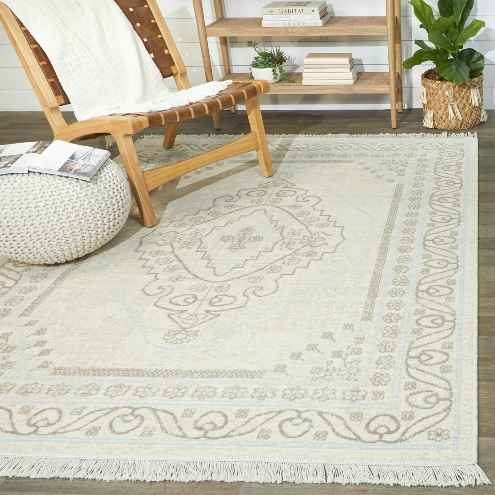 Balta Francis Traditional Medallion Recycled Area Rug Cream 5'3" x 7' 5 ...