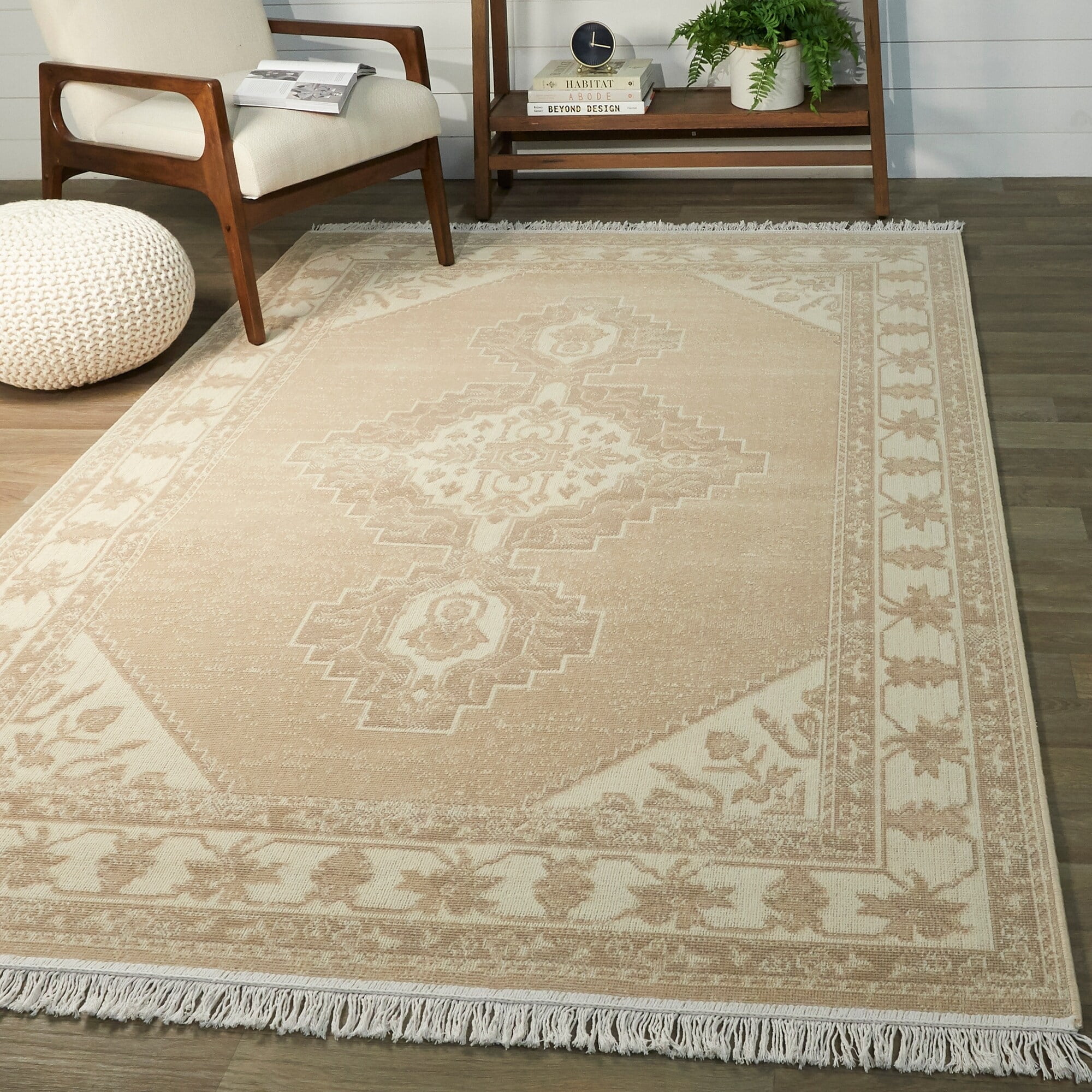Balta Halstead Medallion Border Recycled Area Rug Tan 5'3" x 7' 5' x 8 ...