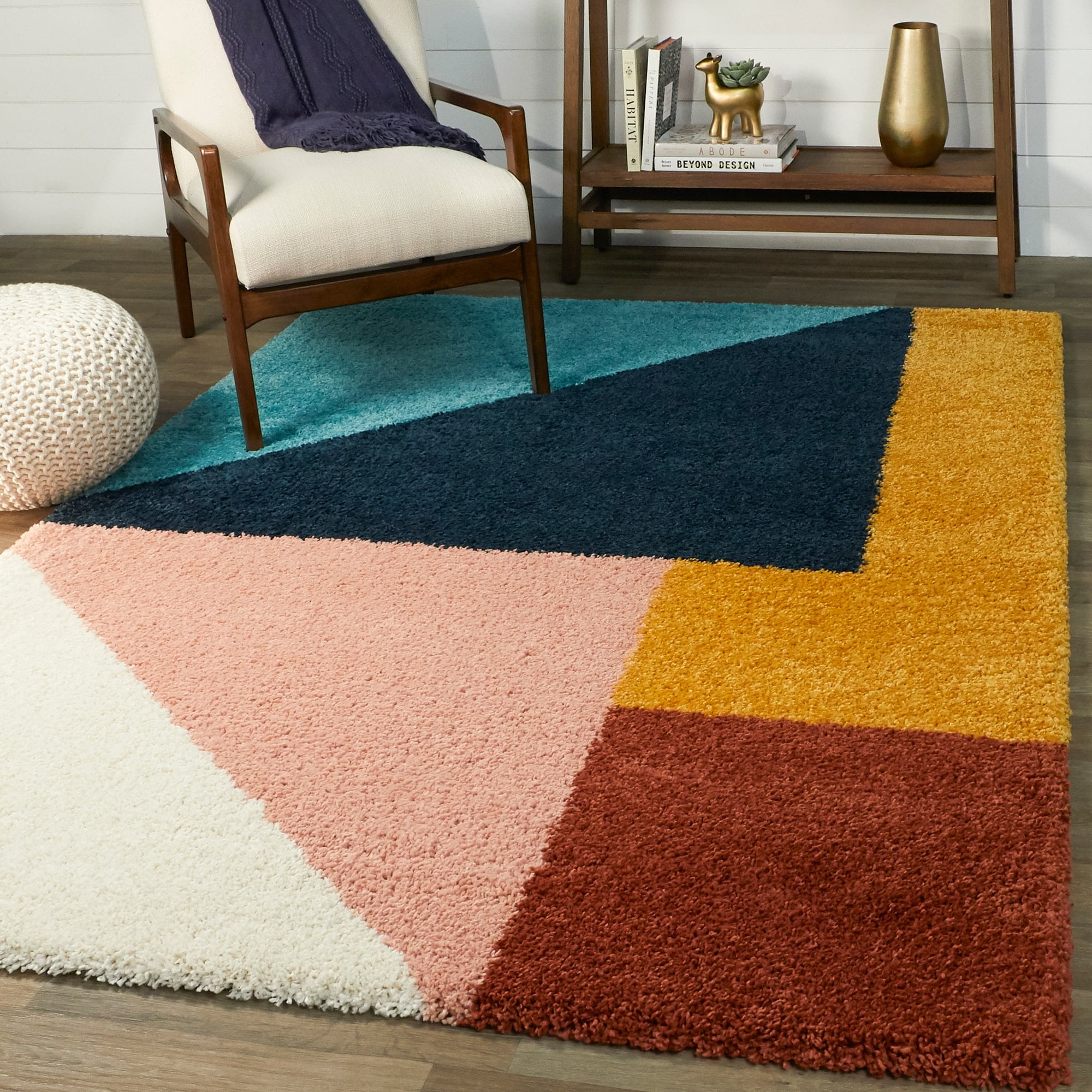 Balta Jordan Modern Color Block Shag Area Rug Multicolor 5'3" x 7' 5' x ...