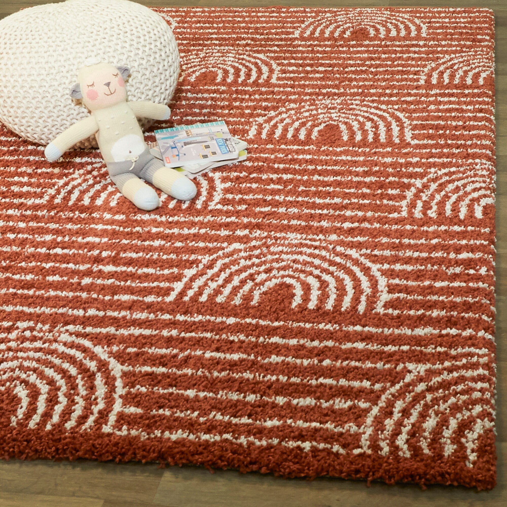 Balta Mod-Tod Hailey Kids Rainbow Print Shag Berber Area Rug Burnt ...