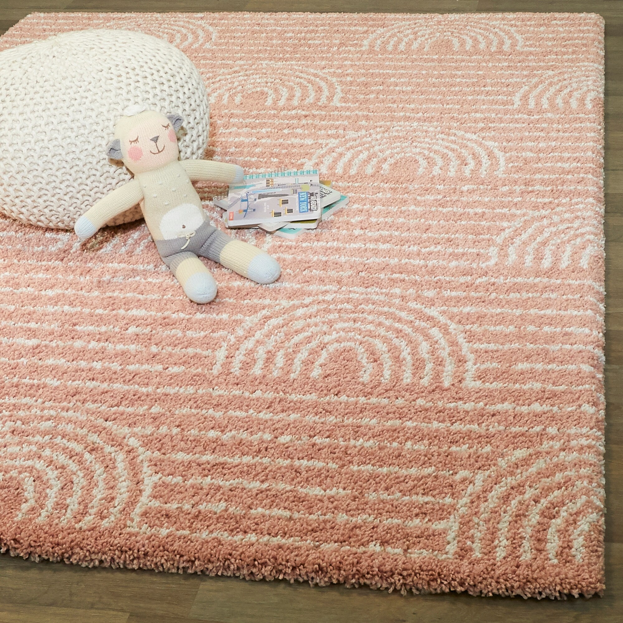 Balta Mod-Tod Hailey Kids Rainbow Print Shag Berber Area Rug Pink 3'11 ...