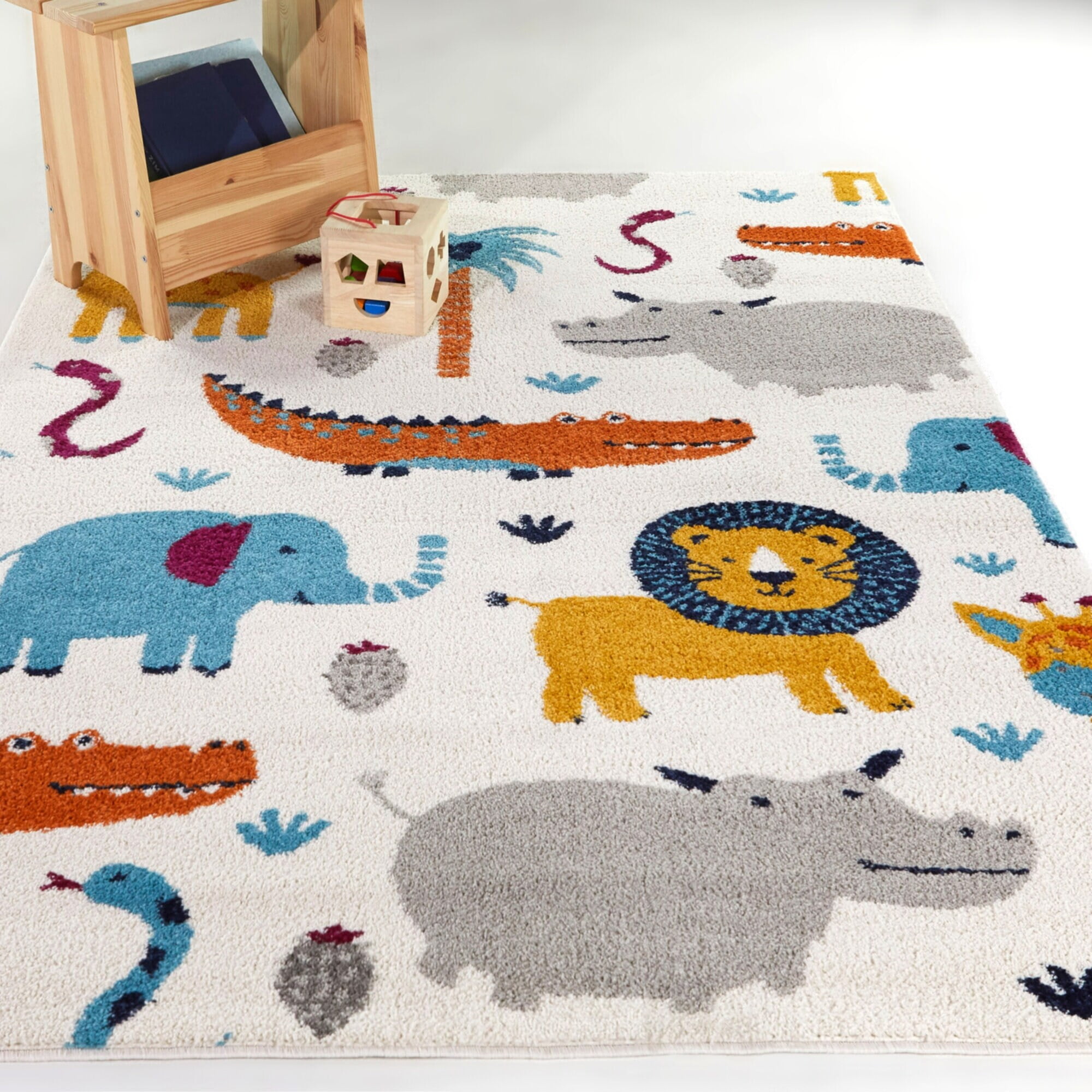 Balta Mod-Tod Henry Kids Animal Area Rug 5'3" x 7' - Cream - Walmart.com