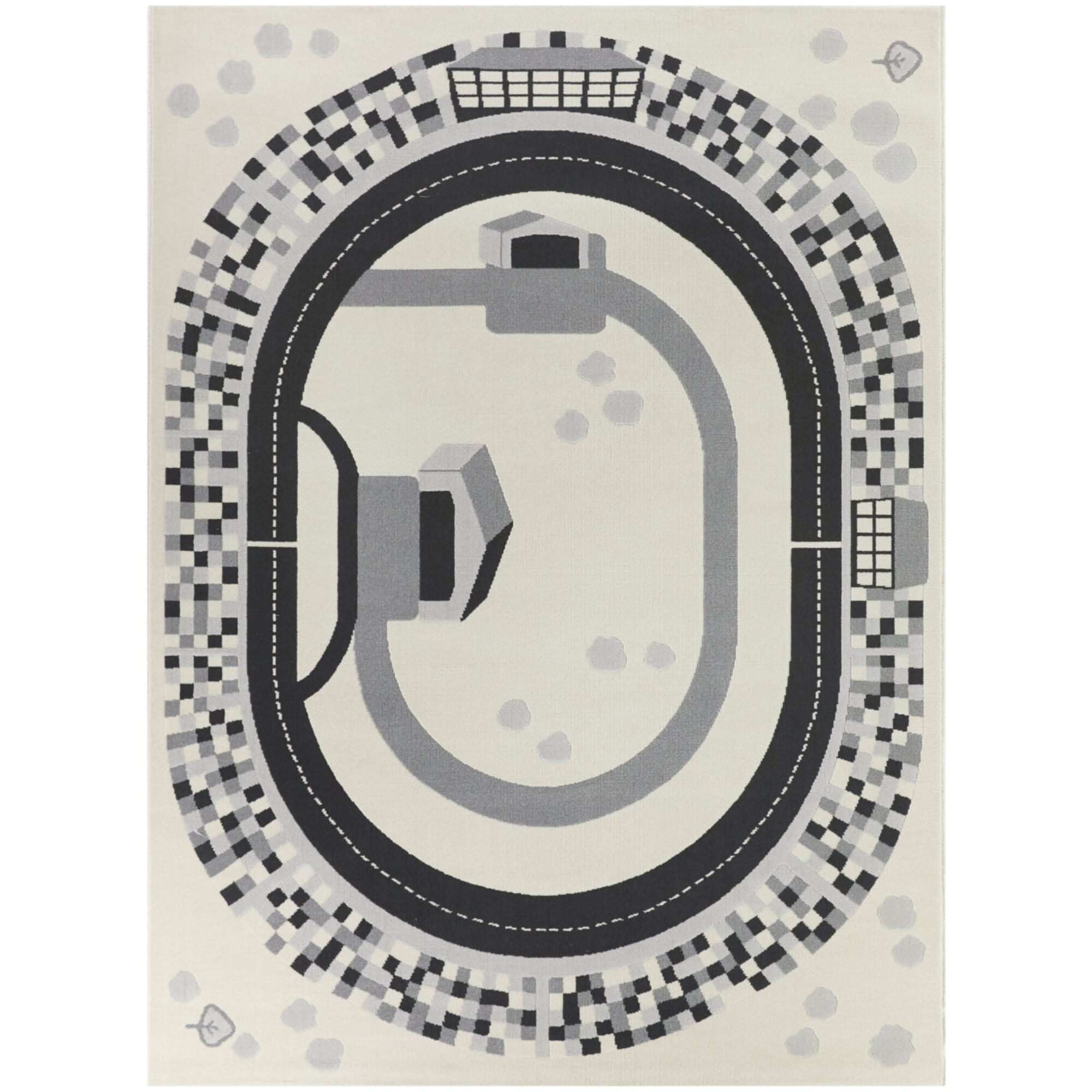 Balta Mod-Tod Race Car Kids Area Rug Black 5'3" x 7' 5' x 8' Ivory ...