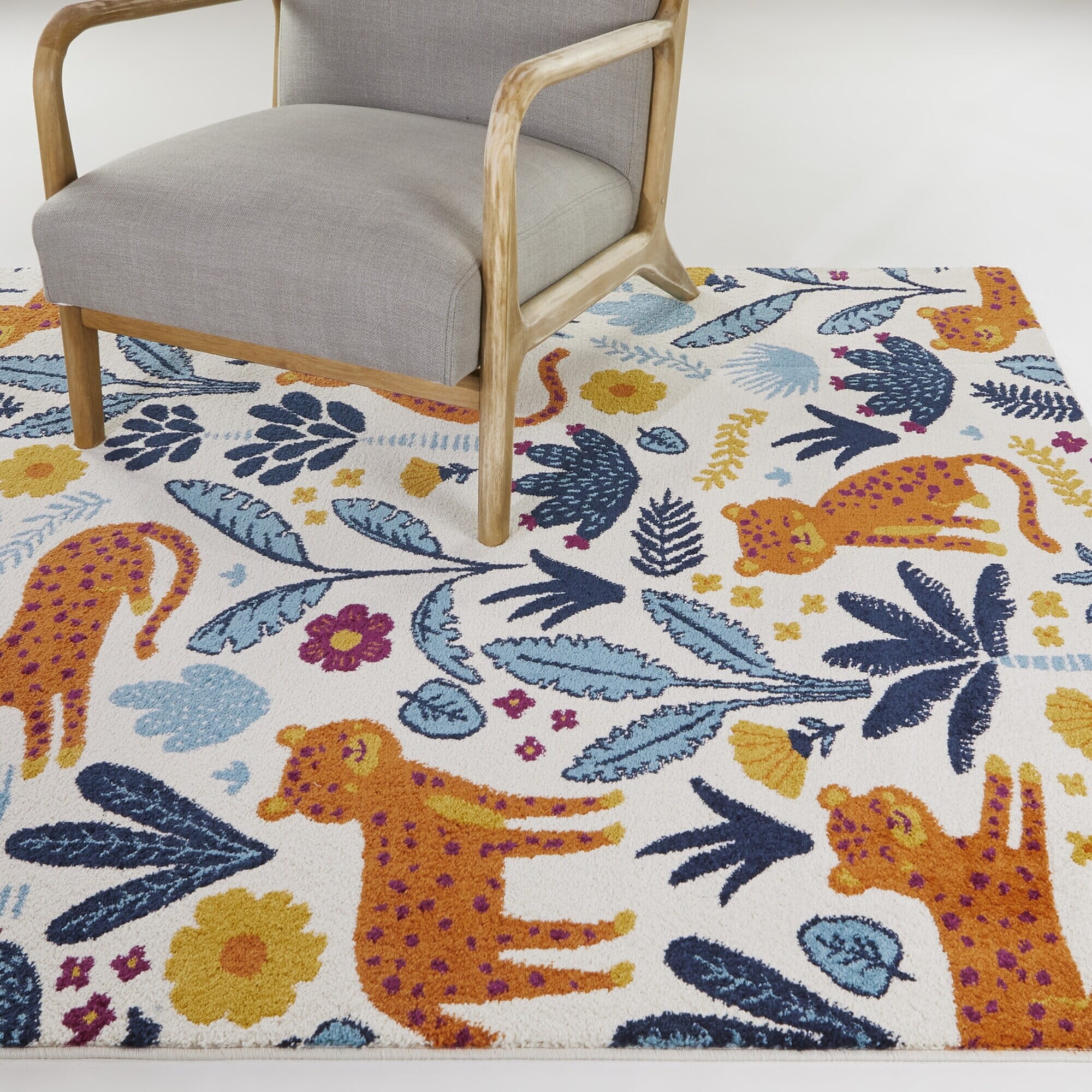 Balta Mod-Tod Sahara Kids Leopard Animal Area Rug 5'3" x 7' - Orange ...