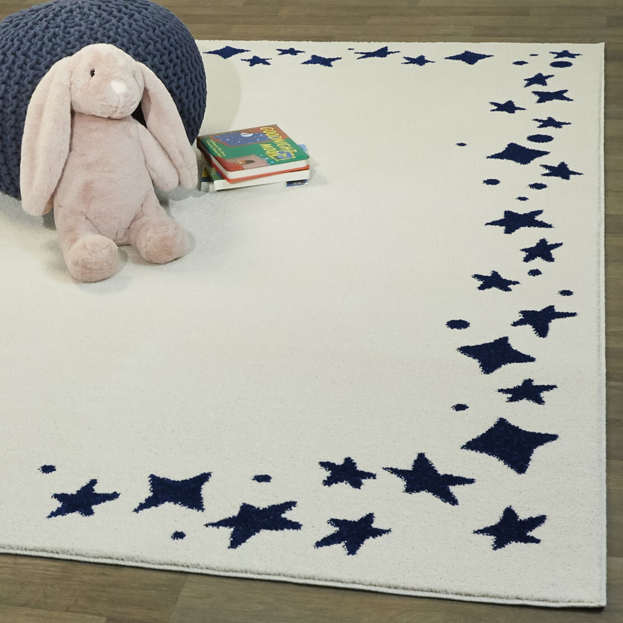 Balta Mod-Tod Stars Border Kids Area Rug Cream 3'11" x 5'7" 4' x 6 ...