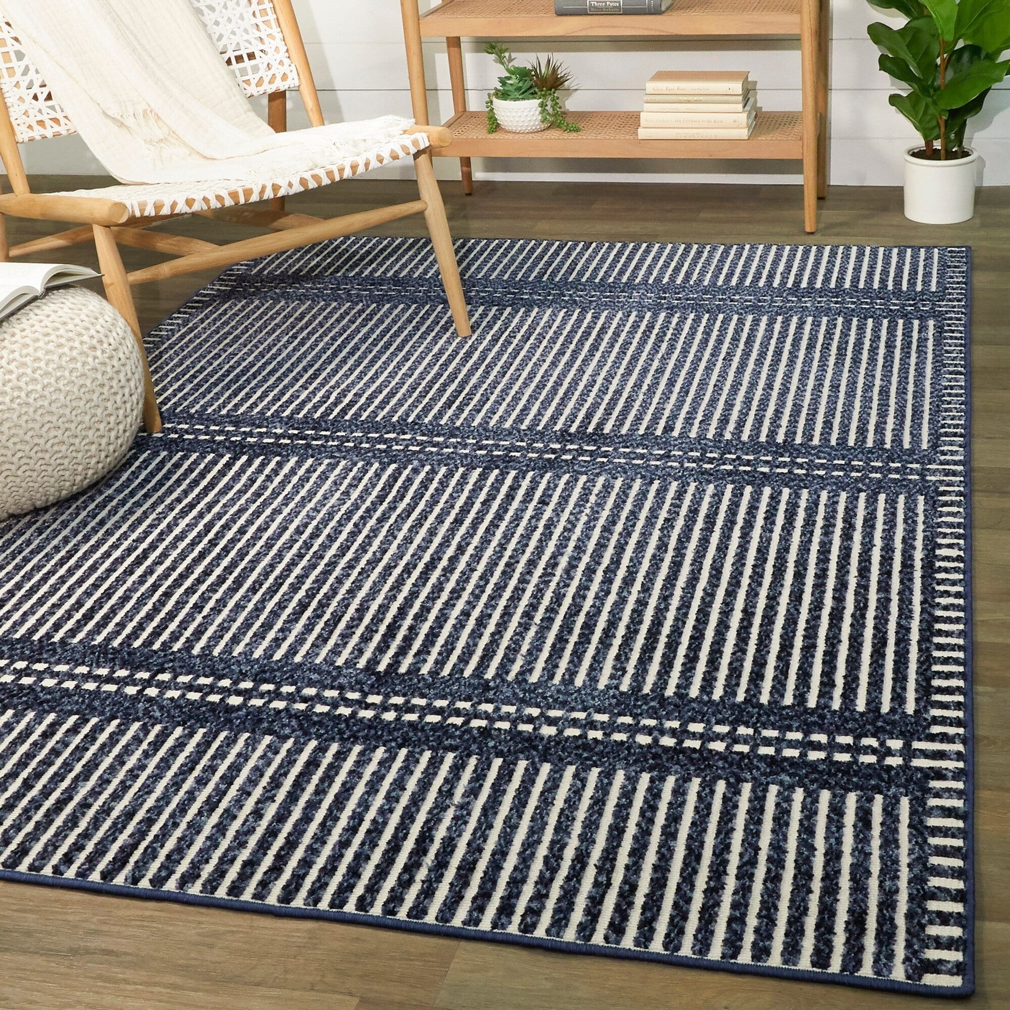 Balta Sinclair Striped Contemporary Area Rug Blue 2'7" x 7' Runner 6 ...