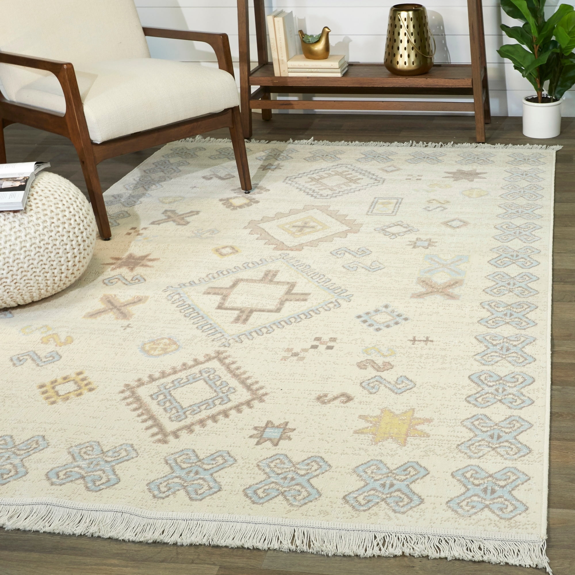 Balta Thomas Boho Southwestern Recycled Area Rug Ivory 5'3" x 7' 5' x 8 ...
