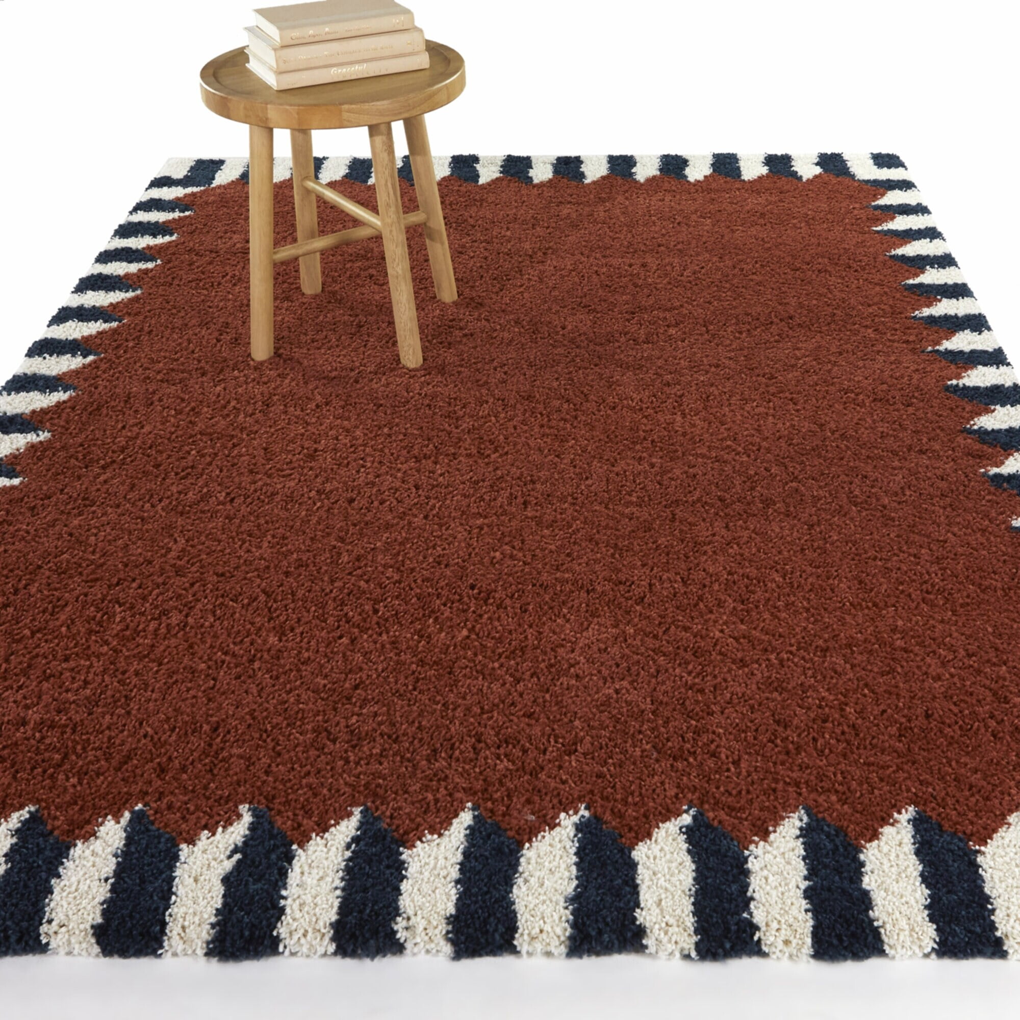 Balta Vasile Border Shag Area Rug 5'3" x 7' - Rust - Walmart.com