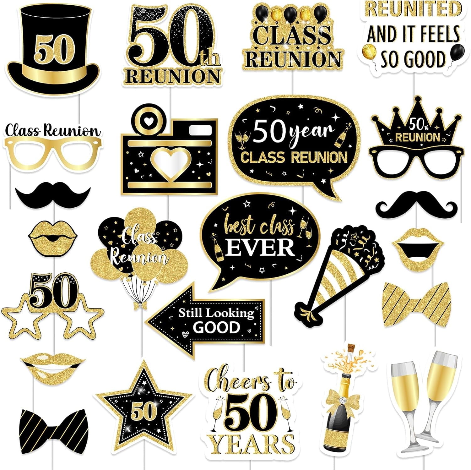 24pcs 50th Class Reunion Photo Booth Props 50th Class Reunion ...