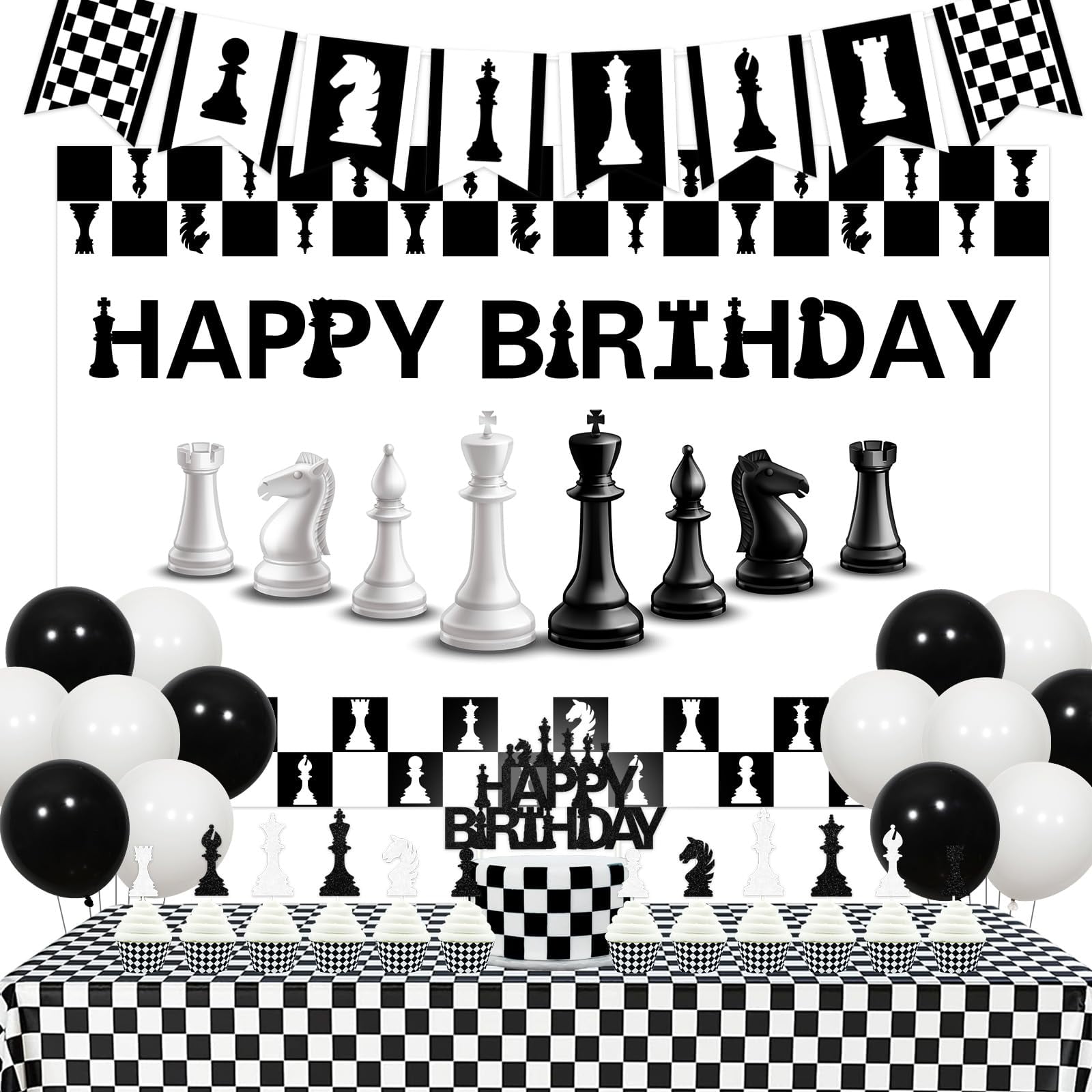 Balterever Chess Birthday Decorations International Chess AFN1Birthday ...