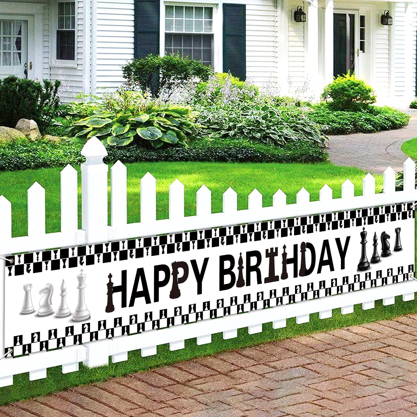 Balterever Chess Birthday Party Decorations Chess Birthday Yard Banner ...