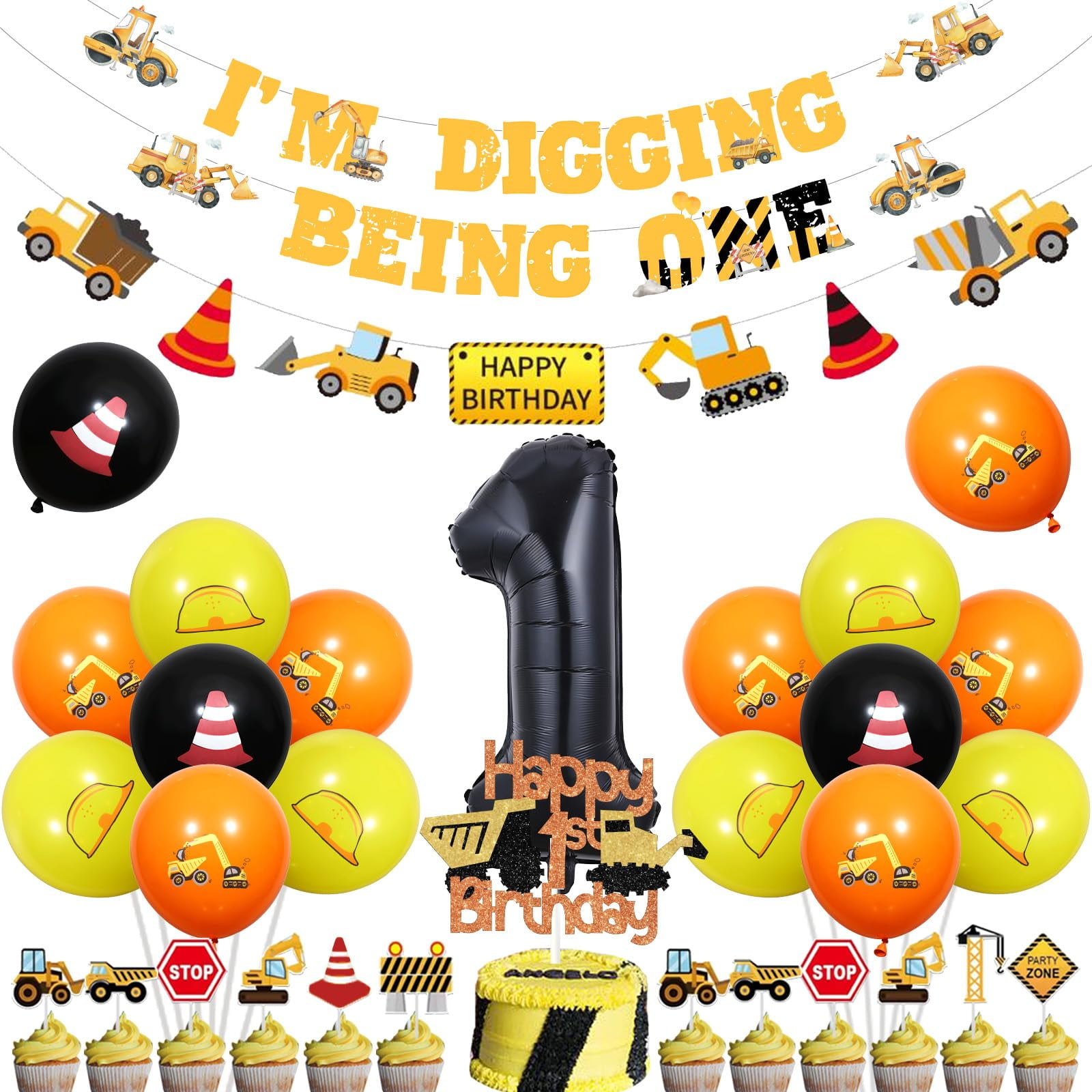 Balterever Construction 1st Birthday Party Decorations for Boys with I ...