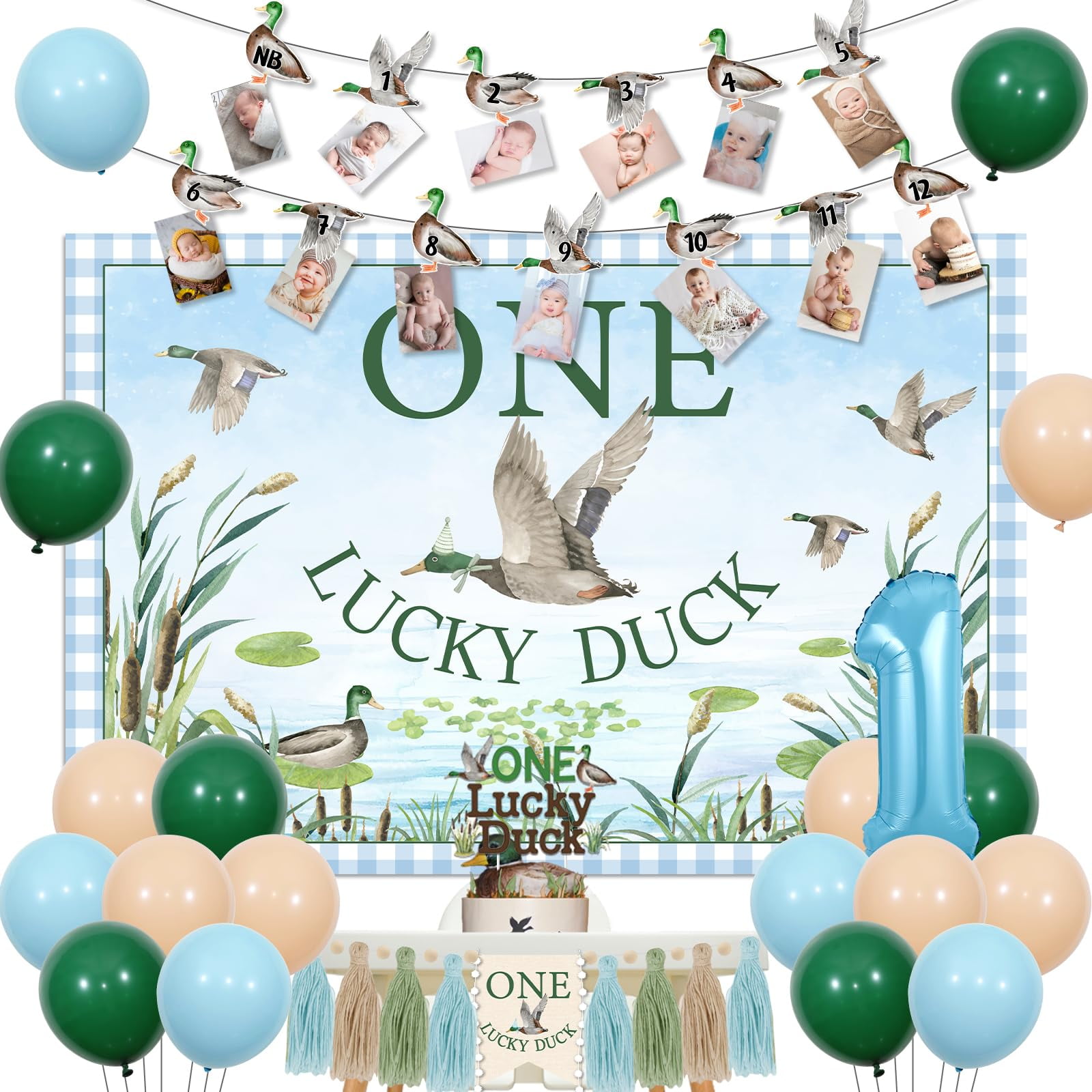 Balterever Duck 1st AIF4 Decoration One Lucky Duck Photo Banner Duck ...