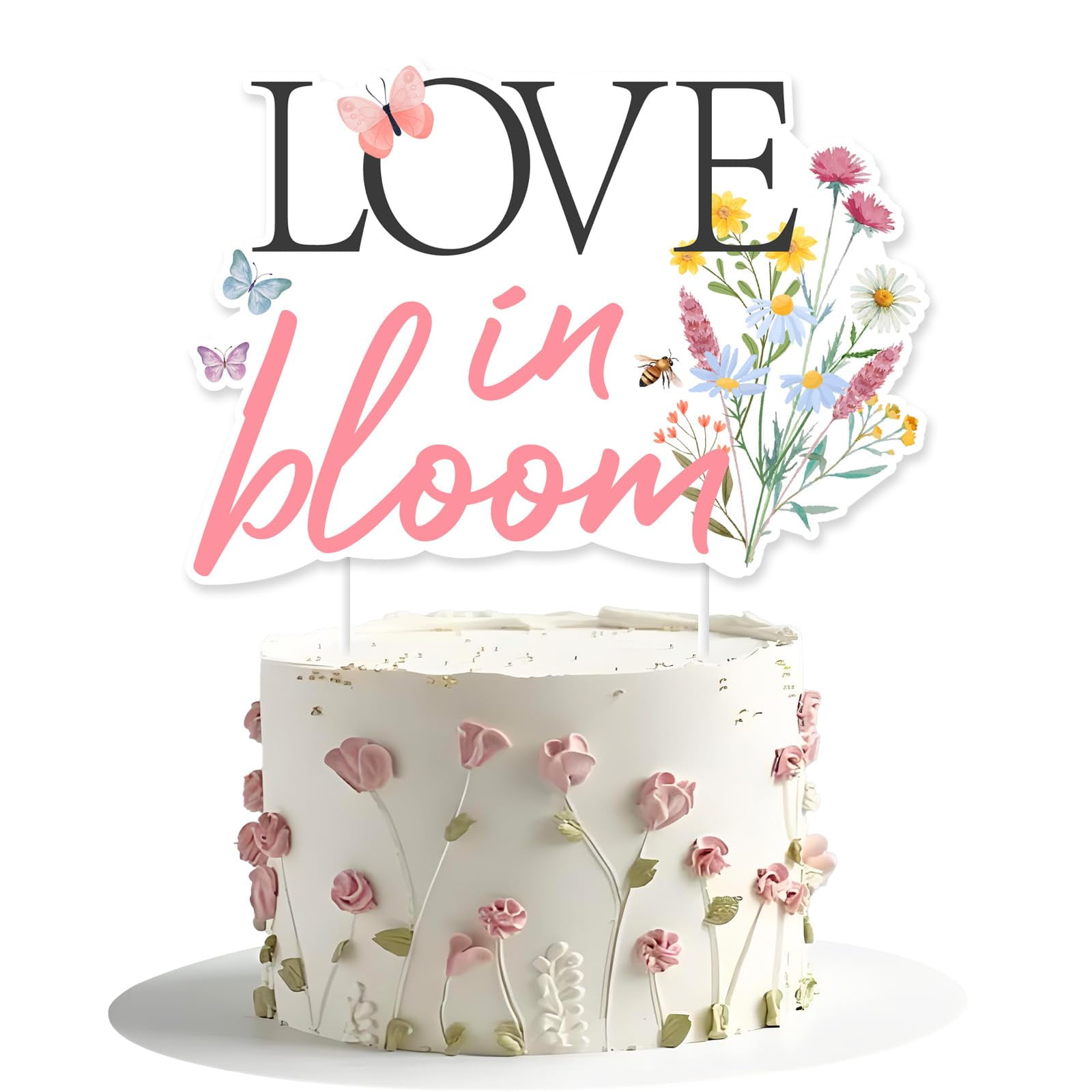 Balterever Love In Bloom Bridal Shower ITL1 Decorations Wildflower Bridal Shower Cake Topper ...