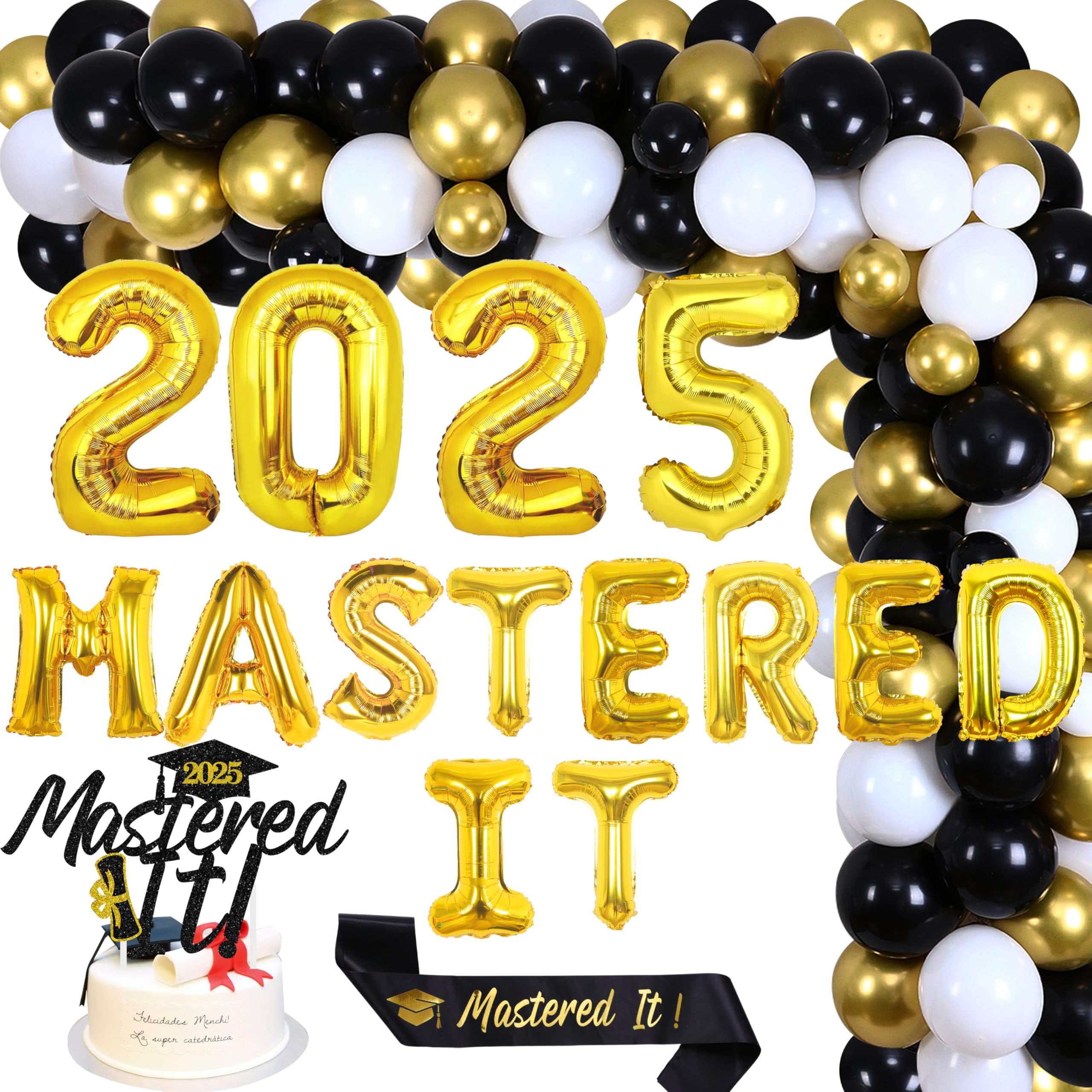 Balterever Master Graduation Decorations DHF10 2025 Gold Black Mastered ...