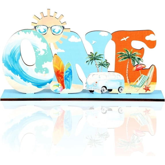 Balterever Surf First Birthday Decorations Surf One Wooden Table ...