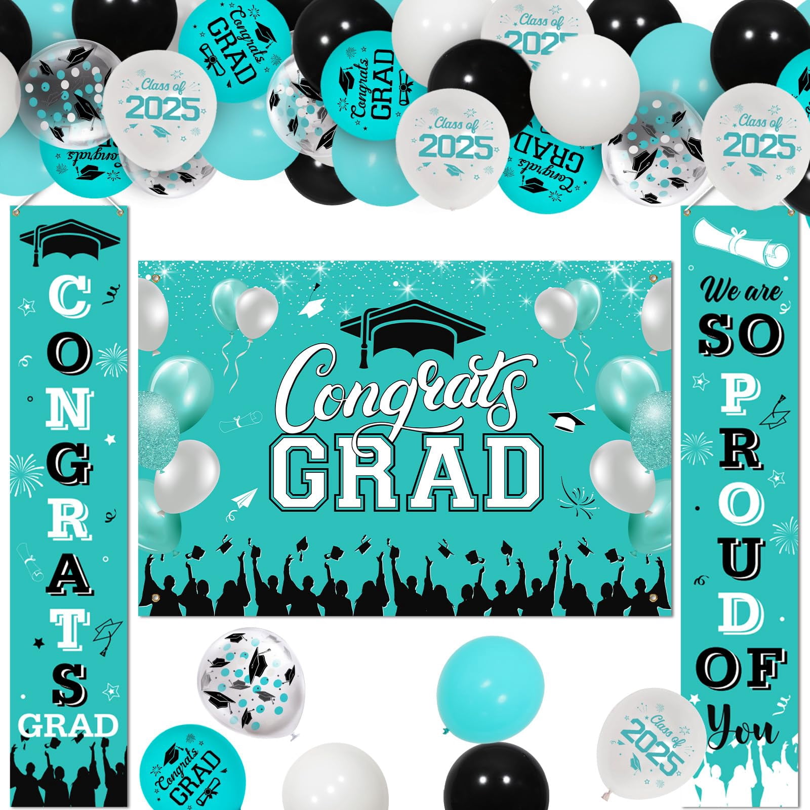 Balterever Teal Graduation Party Decorations Set 2025 Graduation Grad ...