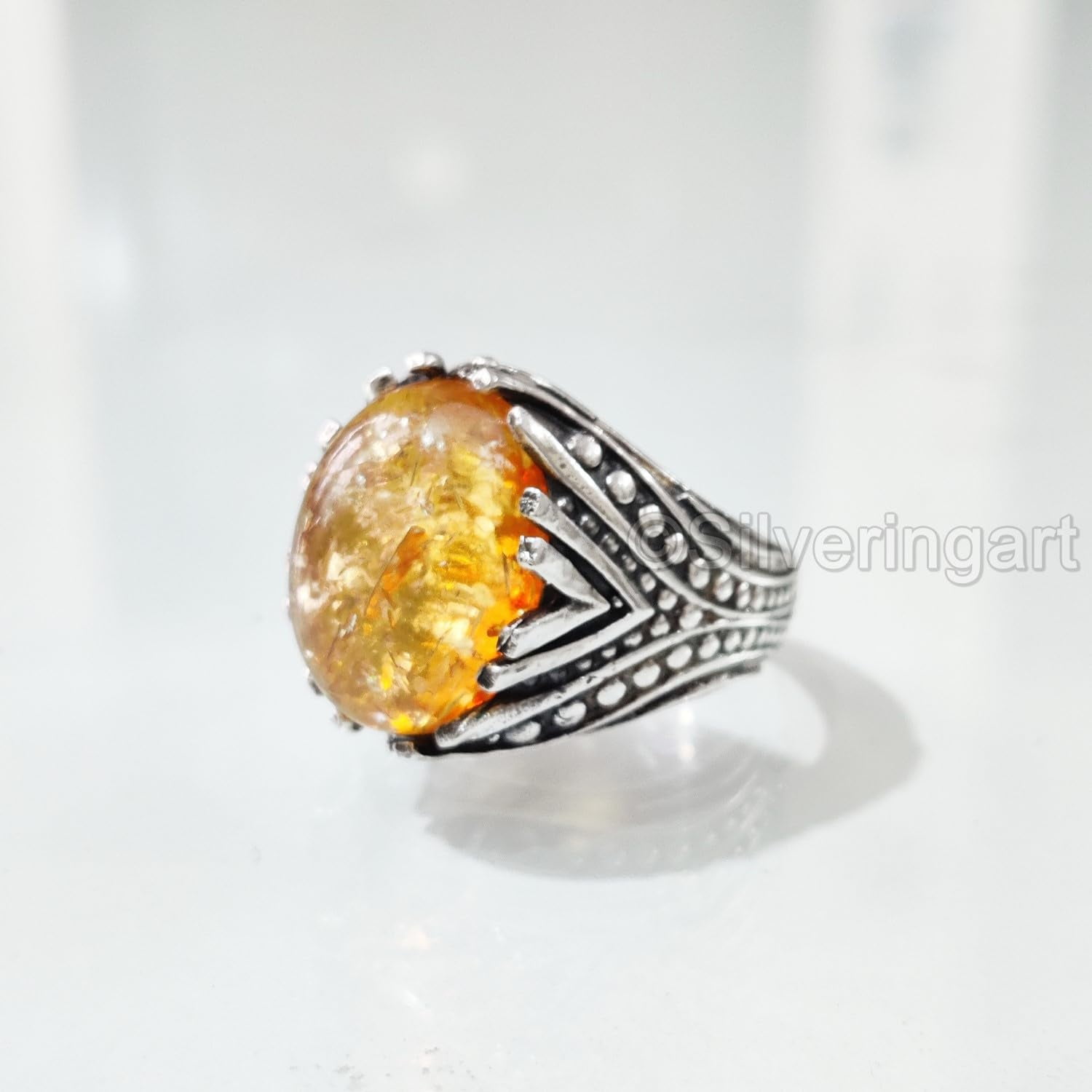 Baltic Amber Mans Ring, Natural Baltic Amber ring, Silver Jewelry, 925 Silver Ring, Birthday ...
