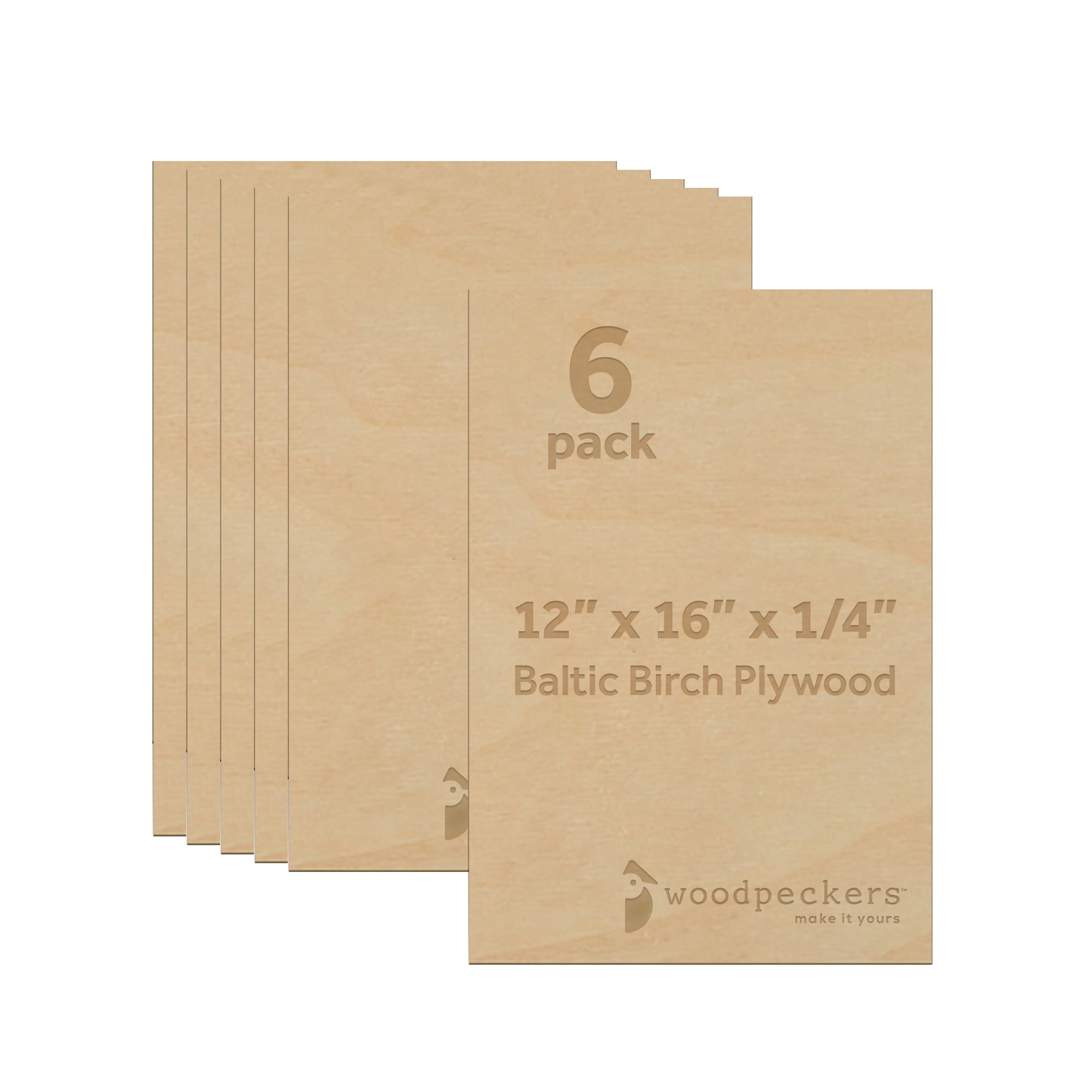 Baltic Birch Plywood, 12 x 18 x 1/4 Inch - 6 mm Craft Wood, Box of 6 B ...