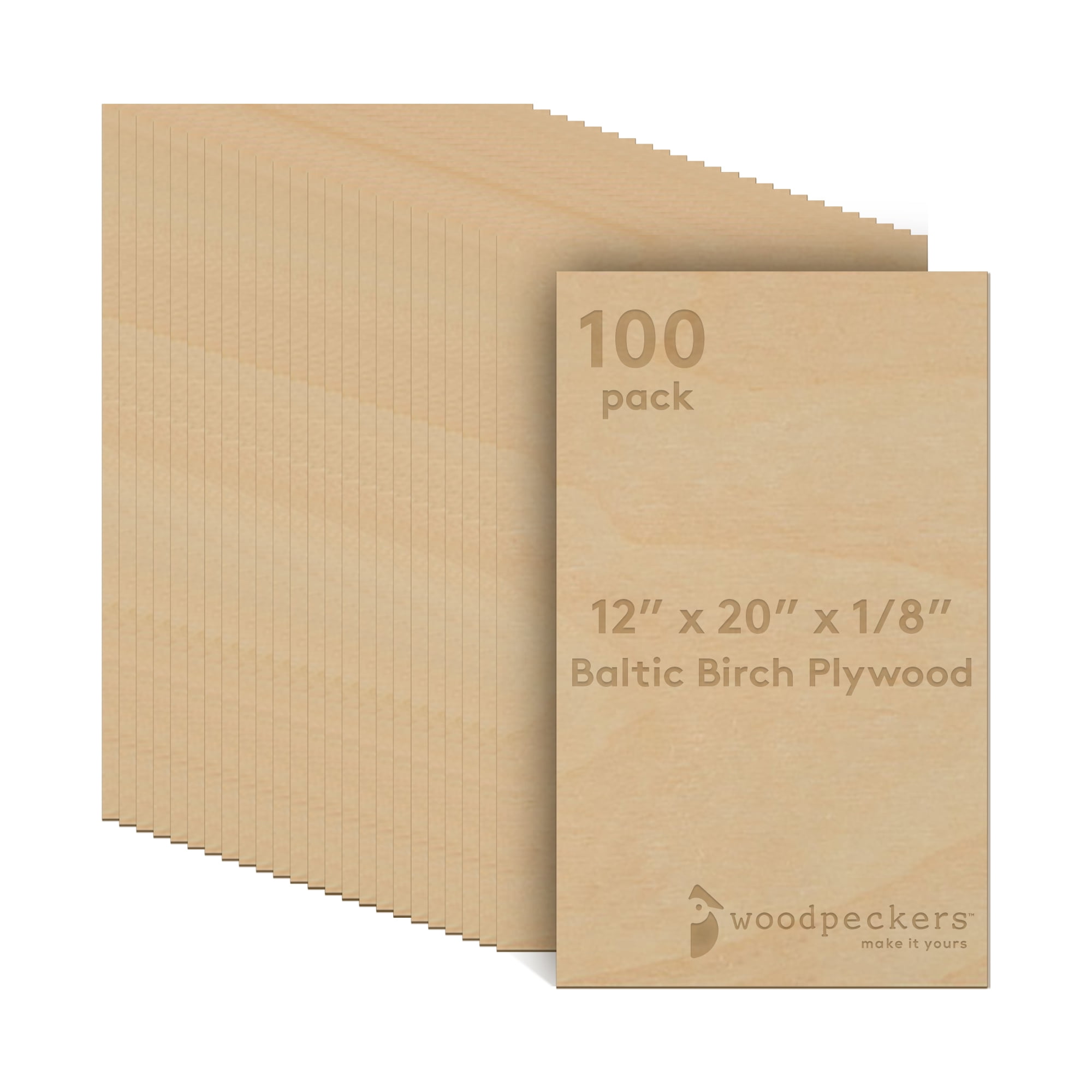 Baltic Birch Plywood, 3 mm 1/8 x 12 x 20 Inch Craft Wood, Pack of 100 B ...