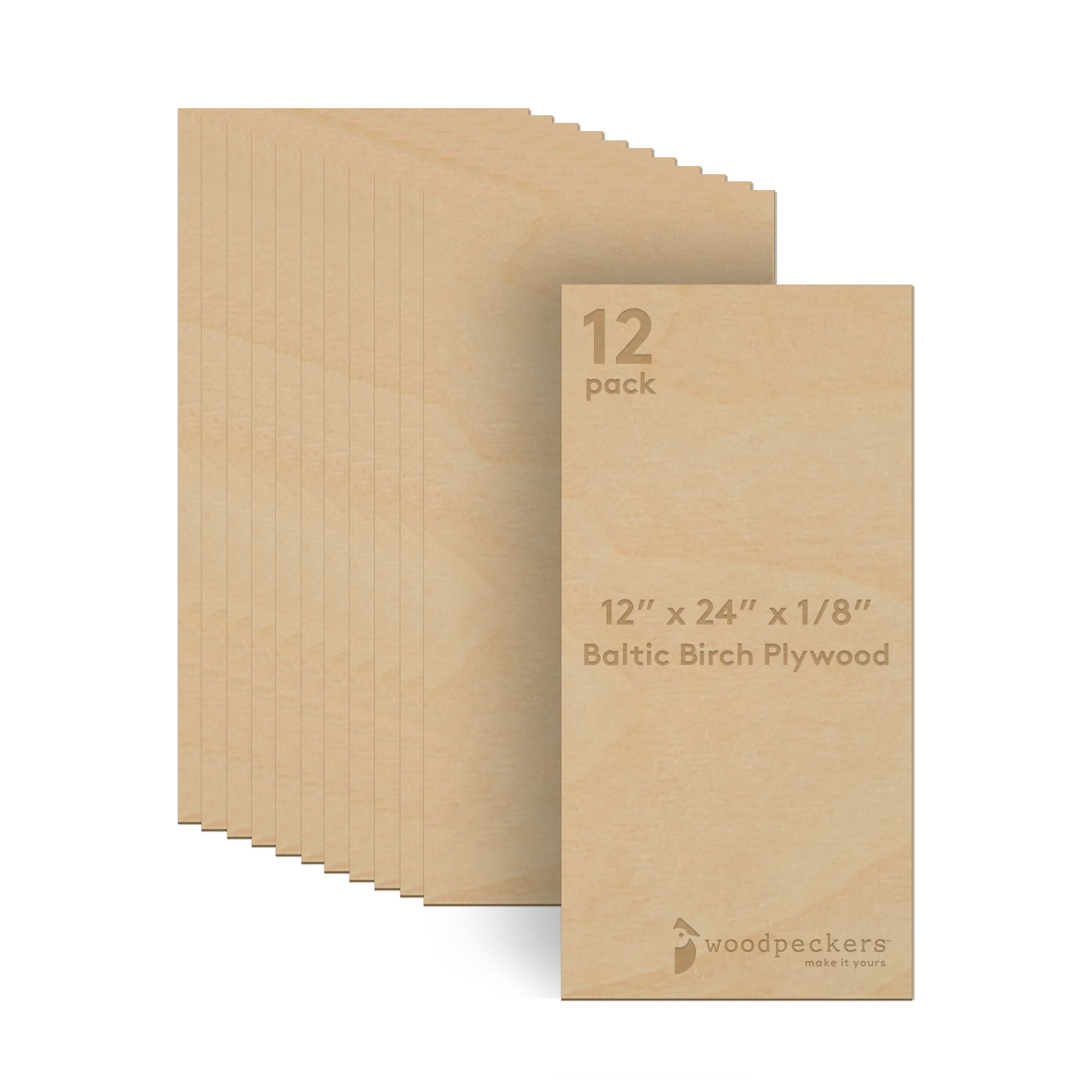 Baltic Birch Plywood, 12 x 24 x 1/8 Inch - 3 mm Craft Wood, Box of 12 B ...