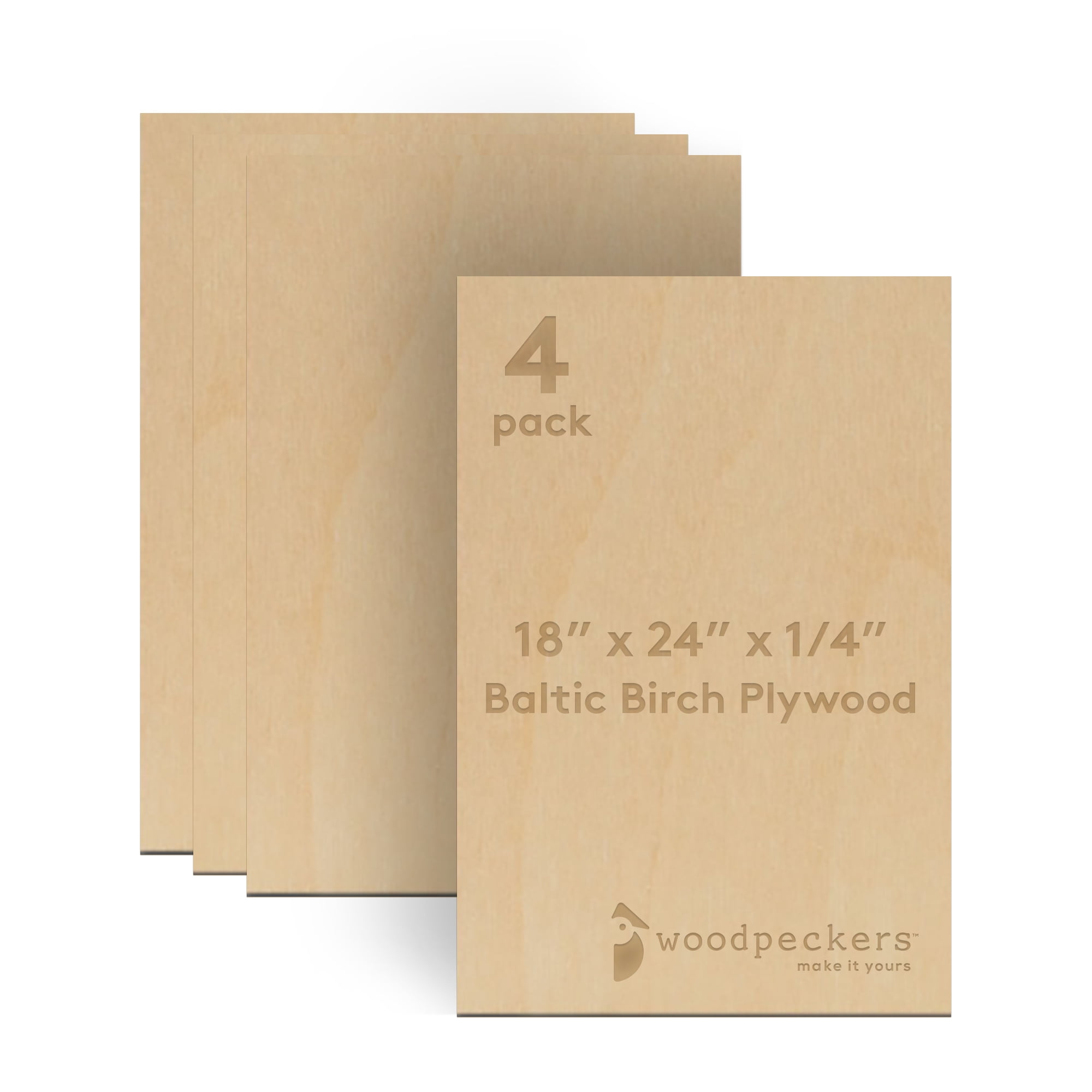 Baltic Birch Plywood, 18 x 24 x 1/4 Inch - 6 mm Craft Wood, Box of 4 B ...