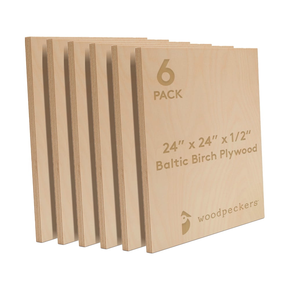 Baltic Birch Plywood 24 x 24 x 1/2 Inch - 12 mm Craft Wood, Pack of 6 B ...
