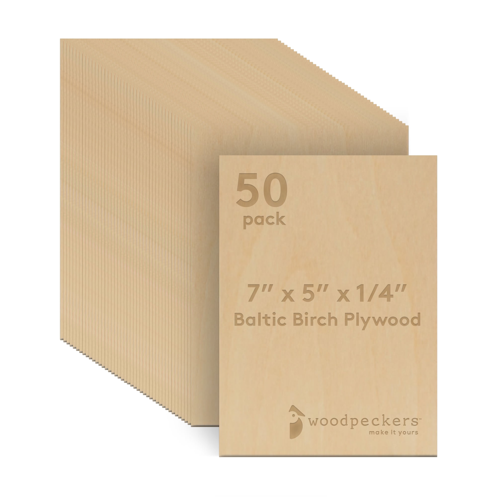 Baltic Birch Plywood, 5 x 7 x 1/4 Inch - 6 mm Craft Wood, Pack of 50 B ...