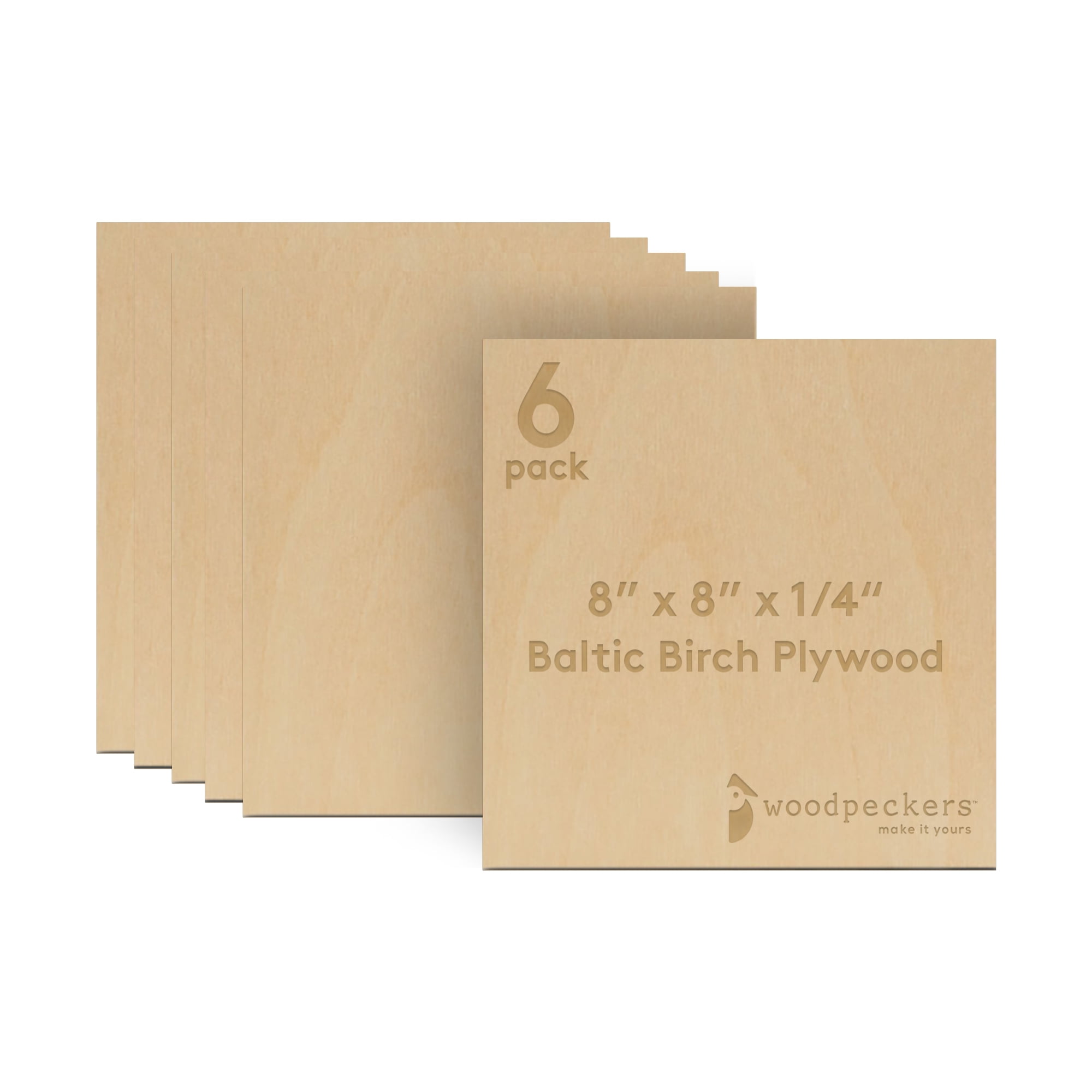 Baltic Birch Plywood, 8 x 8 x 1/4 Inch - 6 mm Craft Wood, Box of 6 B/BB ...