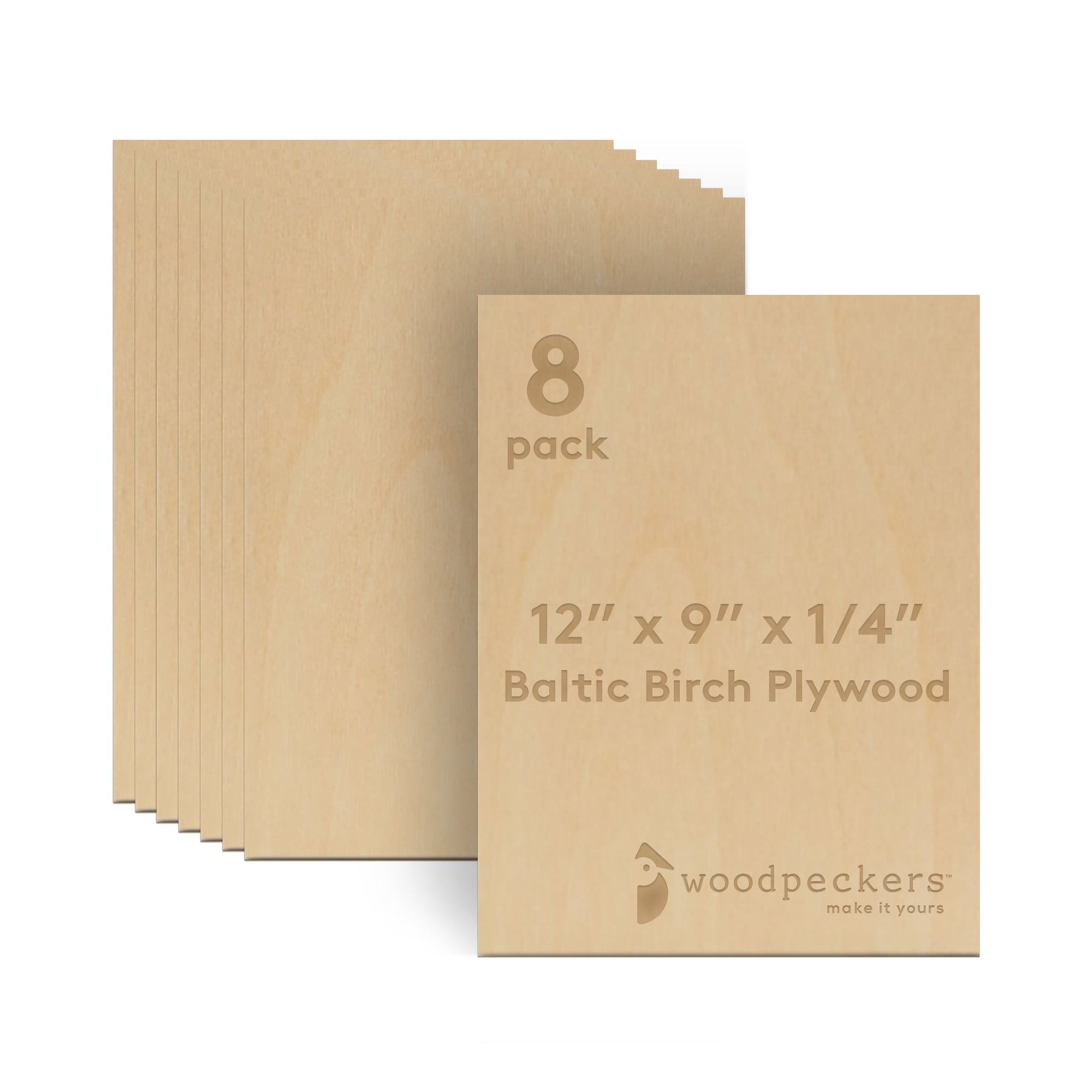 Baltic Birch Plywood, 9 x 12 x 1/4 Inch - 6 mm Craft Wood, Box of 8 B ...