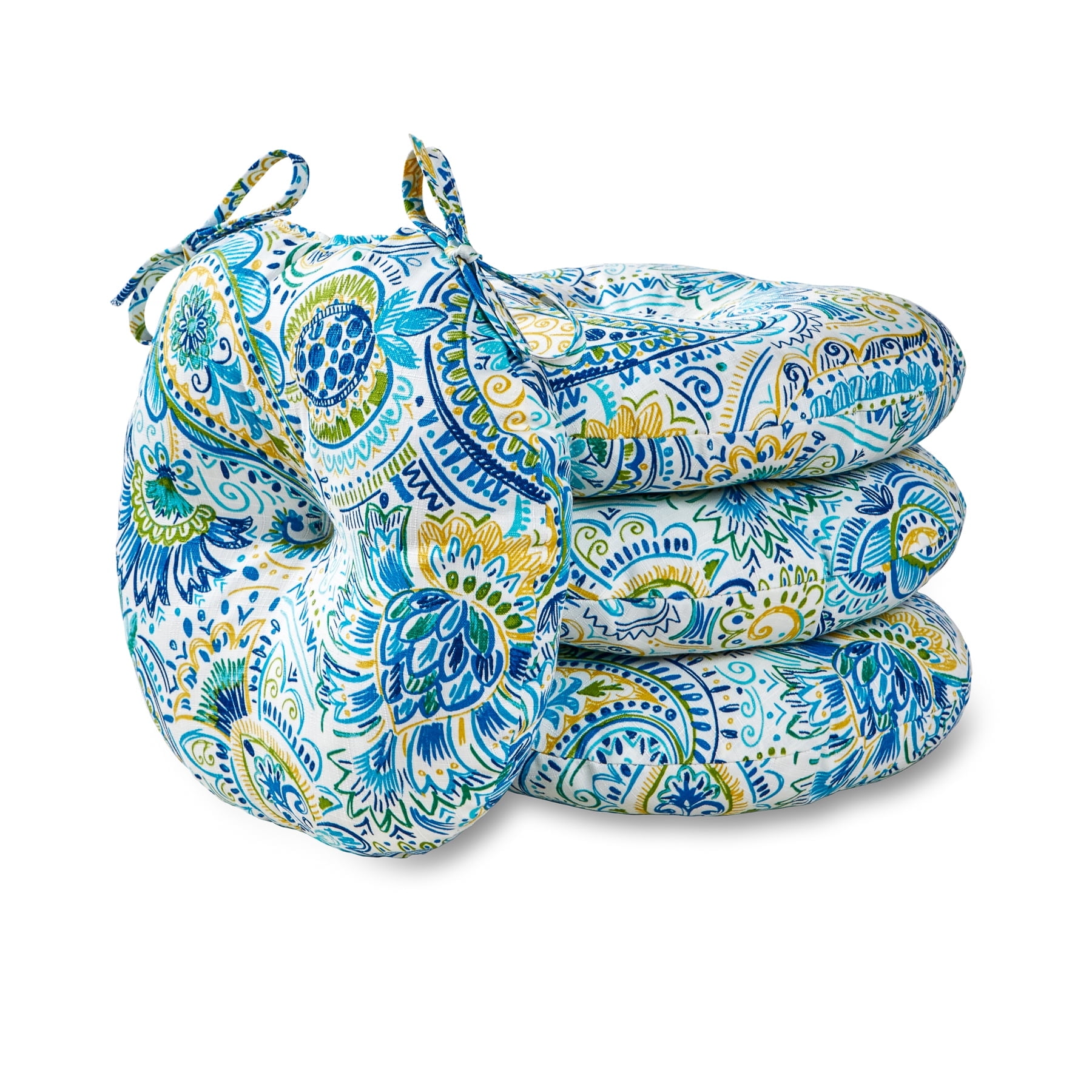 Baltic Paisley 15 in. Round Outdoor Bistro Seat Cushion (Set of 4) by ...