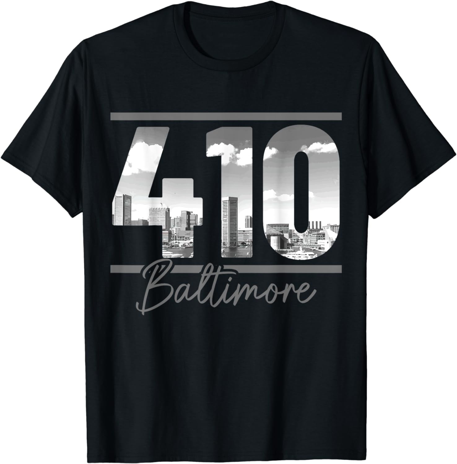 Baltimore 410 Area Code Skyline Maryland Vintage T-Shirt - Walmart.com