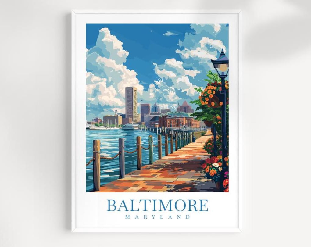 Baltimore Art Travel Print Wall Art Baltimore Wall Hanging Home Décor ...